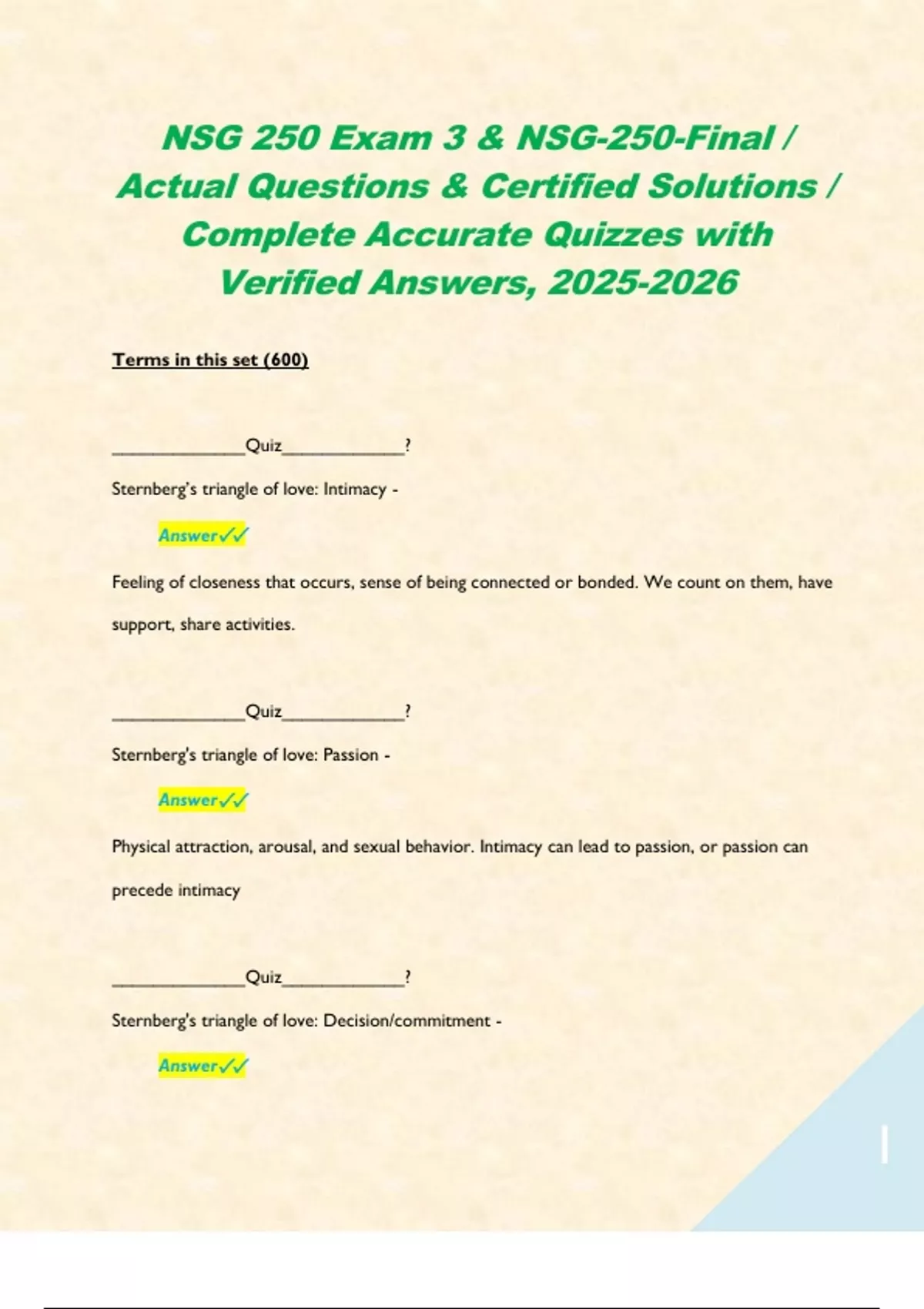 NSG 250 Exam 3 & NSG-250-Final / Actual Questions & Certified Solutions ...