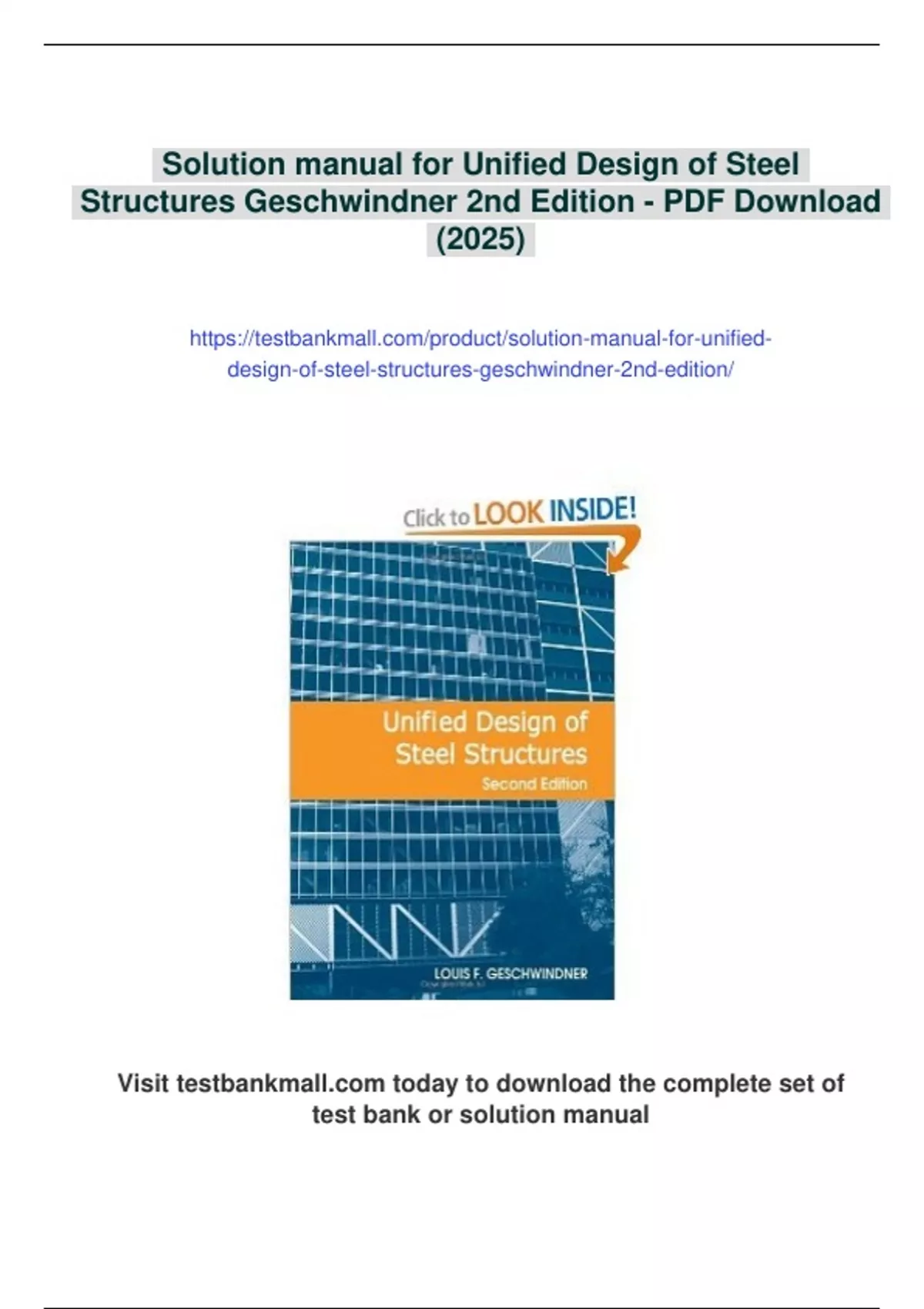 Summary Solution manual for Unified Design of Steel Structures ...