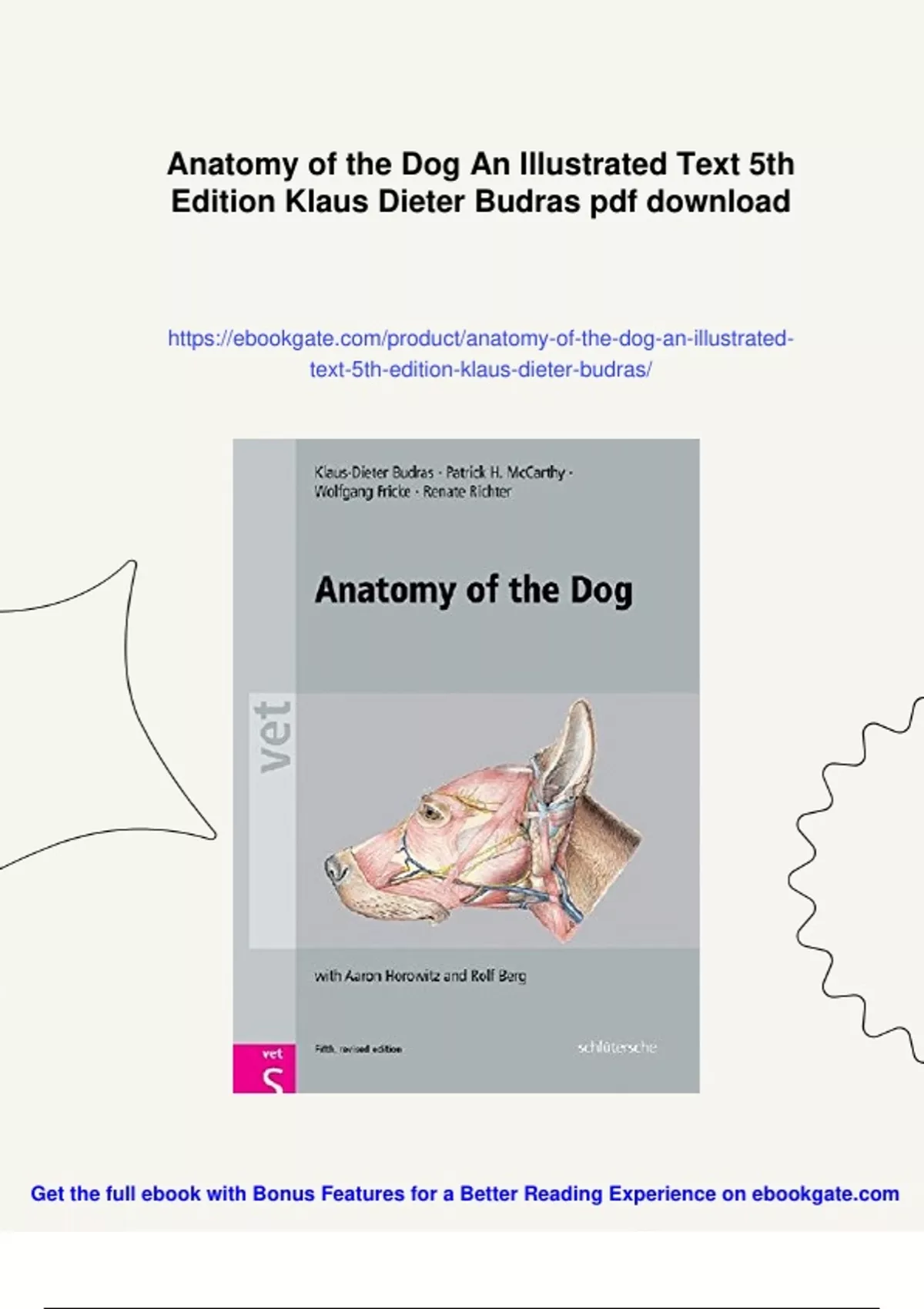 Summary Anatomy of the Dog An Illustrated Text 5th Edition Klaus Dieter ...