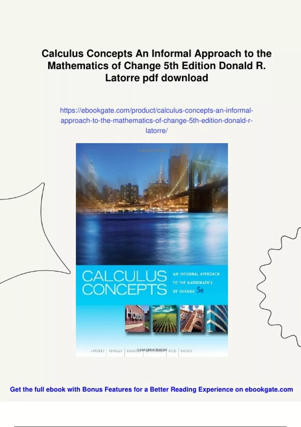 Summary Calculus Concepts An Informal Approach to the Mathematics of ...