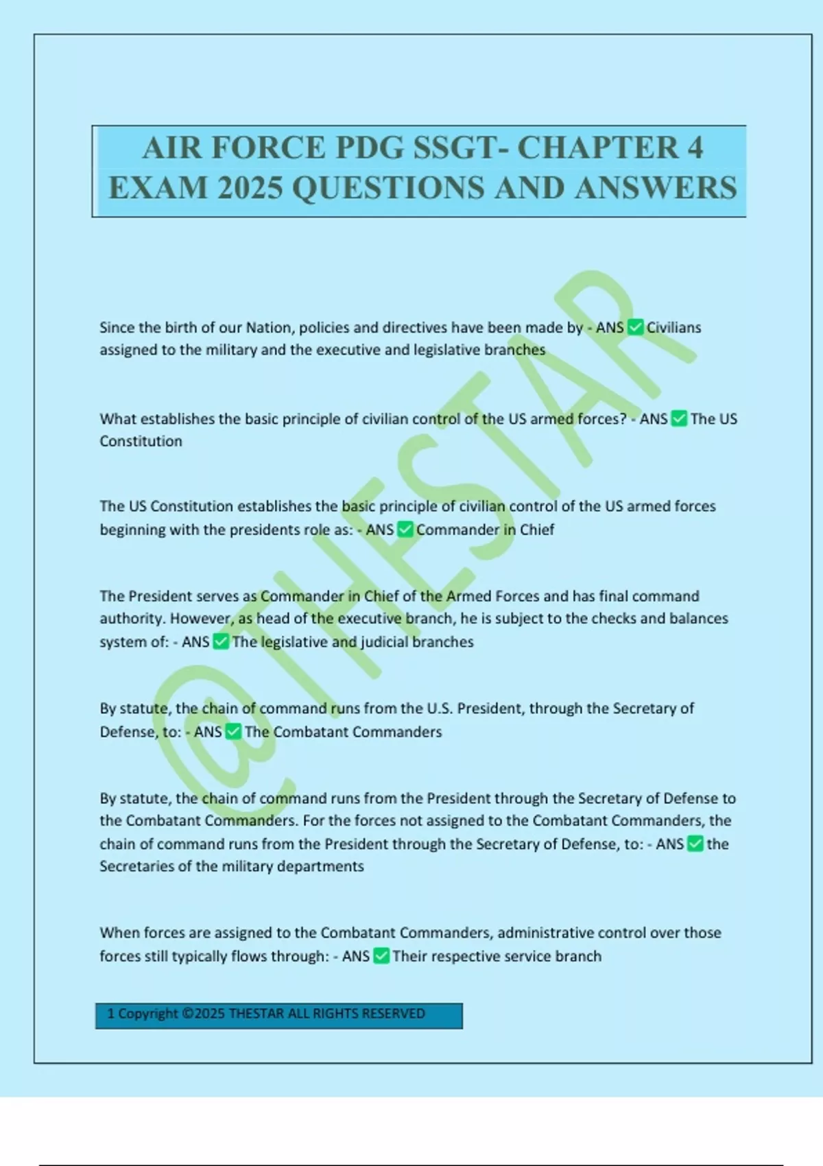 AIR FORCE PDG SSGT- CHAPTER 4 EXAM 2025 QUESTIONS AND ANSWERS - PDG ...
