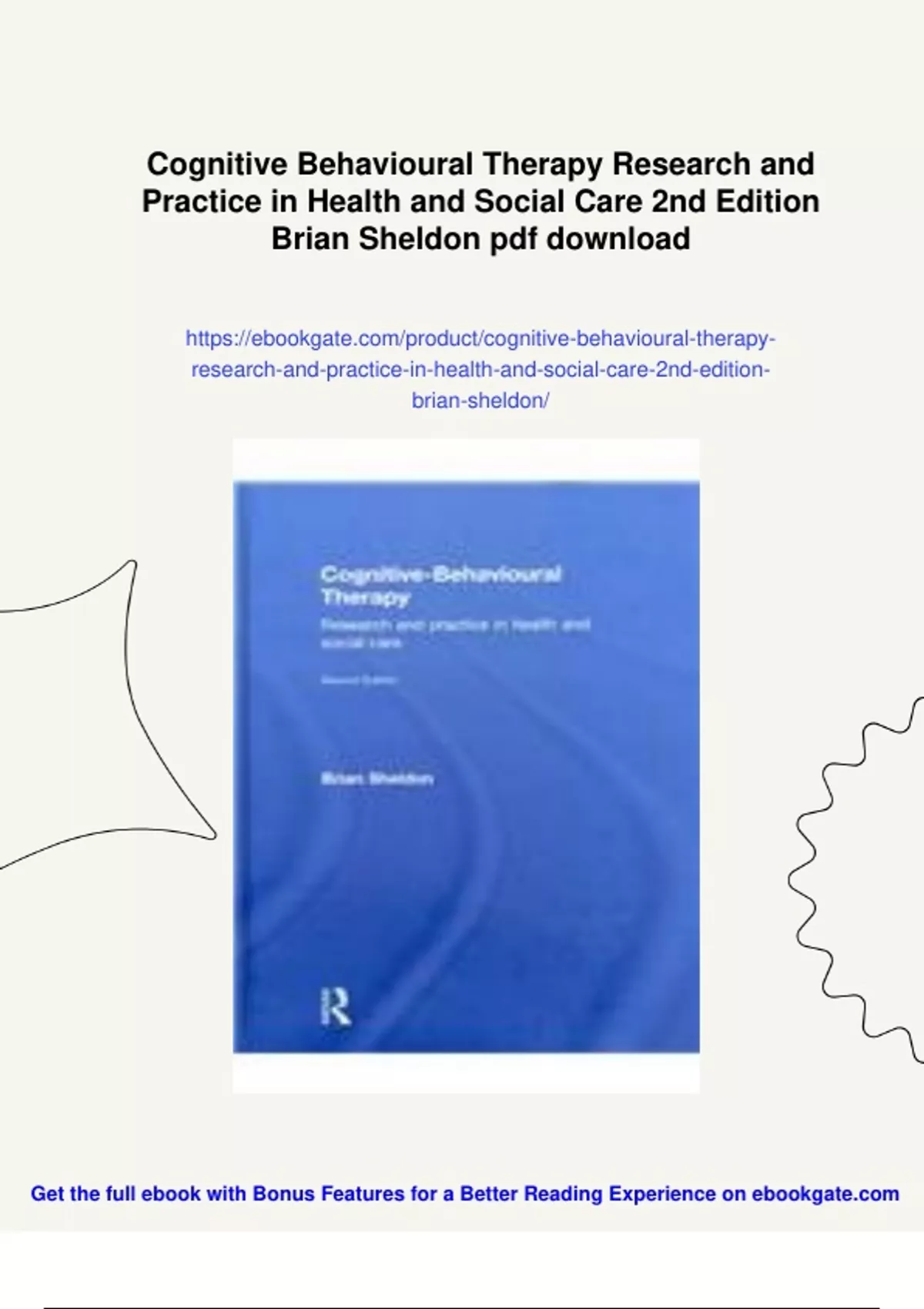 Summary Cognitive Behavioural Therapy Research and Practice in Health ...