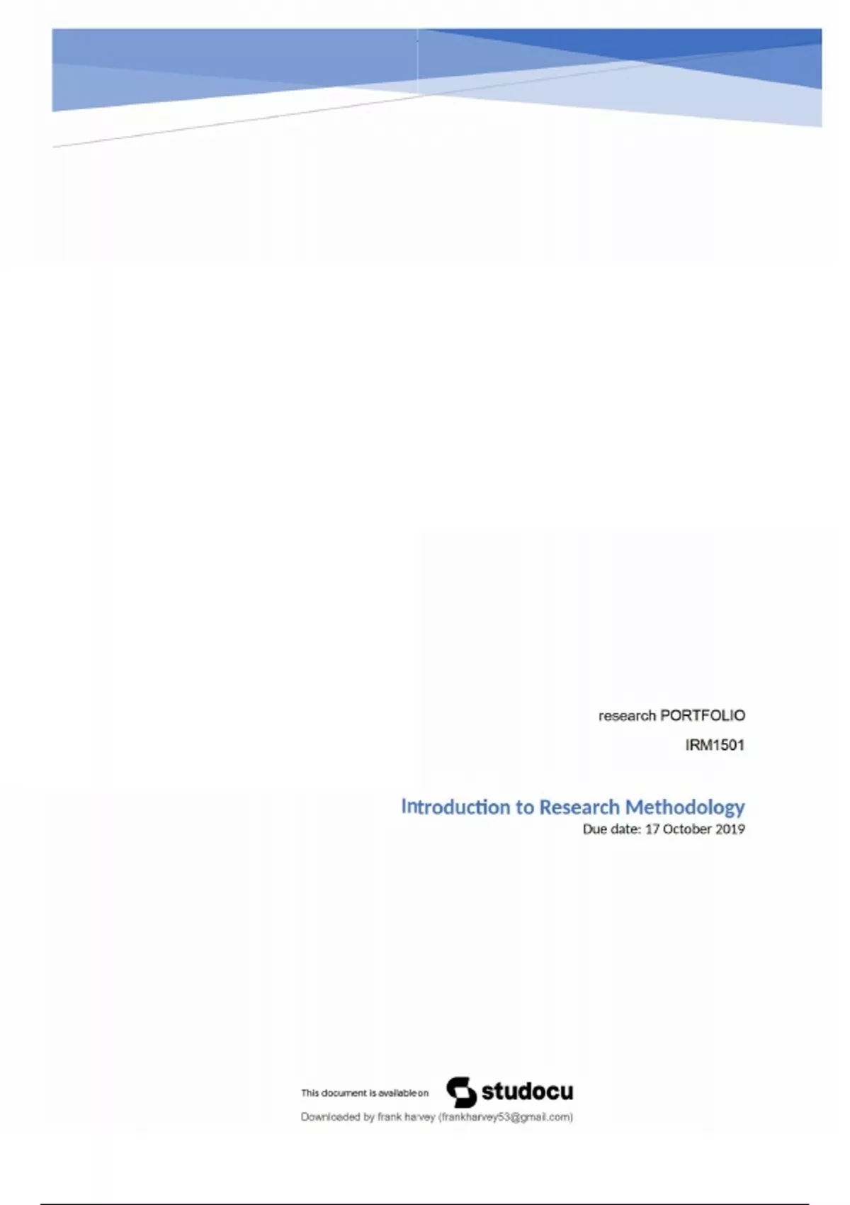 IRM1501 / Introduction to Research Methodology / Study Guide & Exam ...