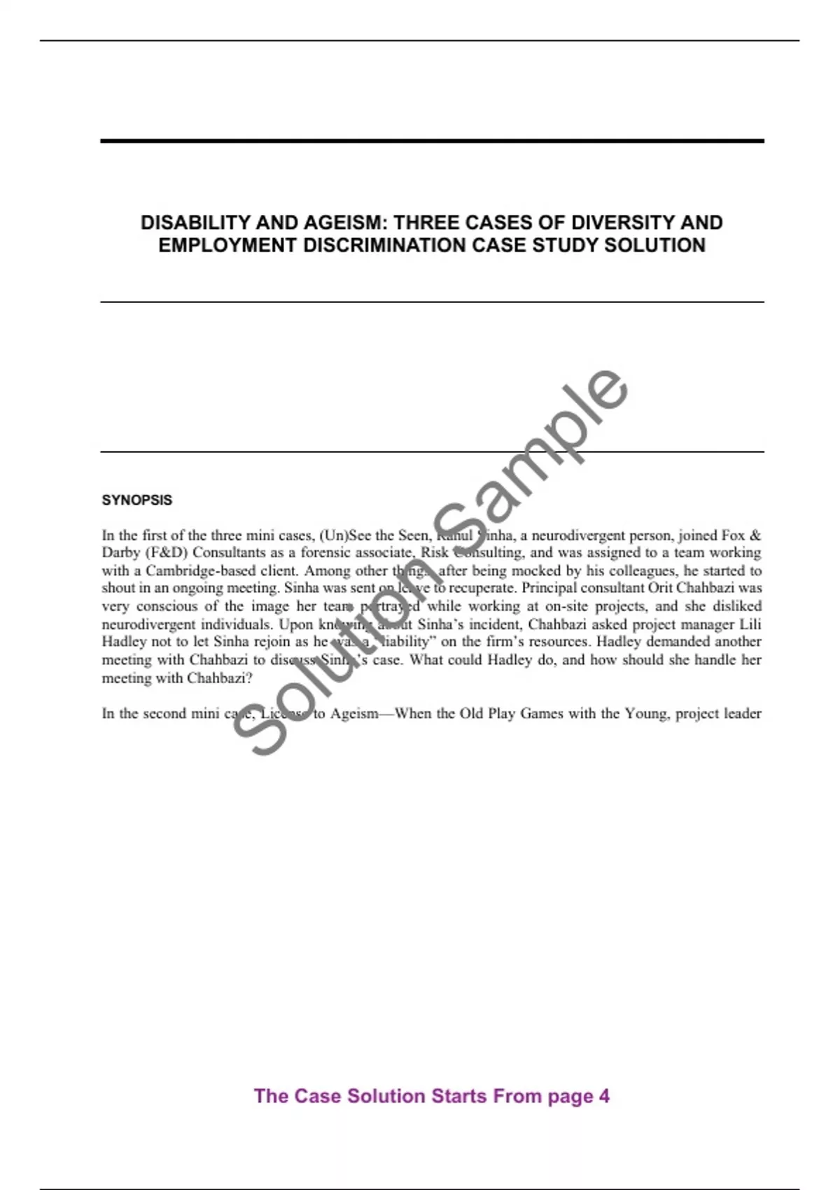 Case Solution for Disability and Ageism Three Cases of Diversity and ...