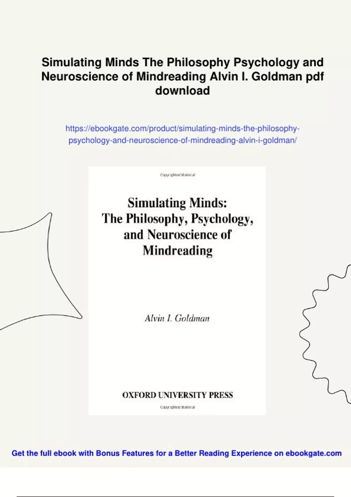 Summary Simulating Minds The Philosophy Psychology and Neuroscience of ...
