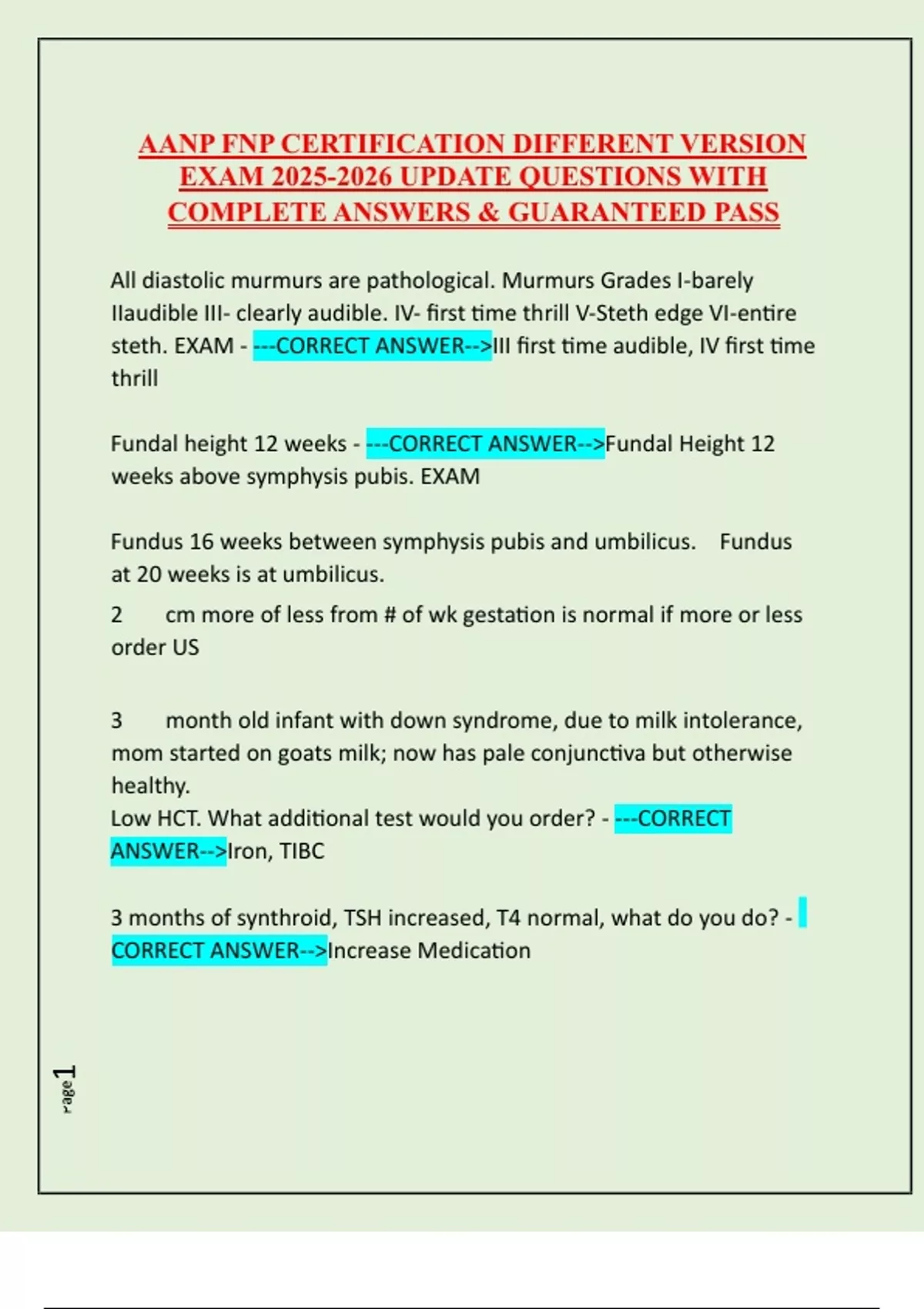 AANP FNP CERTIFICATION DIFFERENT VERSION EXAM UPDATE QUESTIONS WITH ...