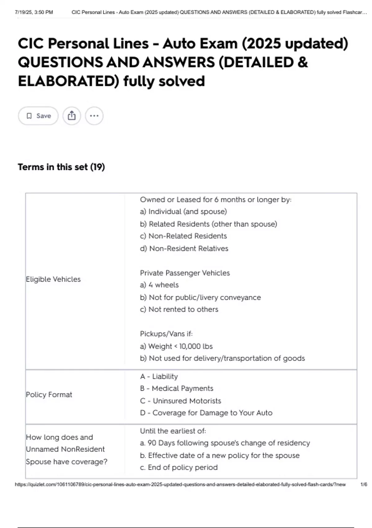 CIC Personal Lines - Auto Exam (2025 updated) QUESTIONS AND ANSWERS ...