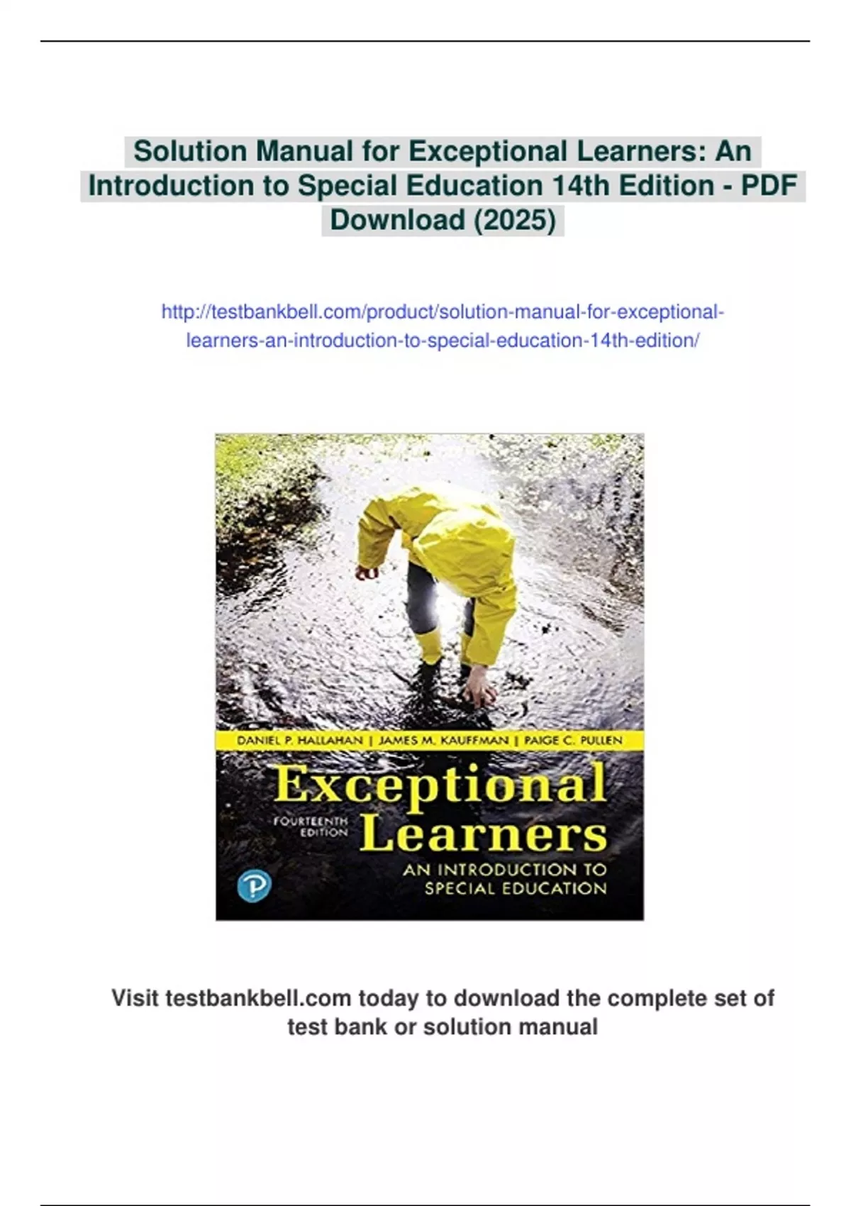 Summary Solution Manual for Exceptional Learners: An Introduction to ...