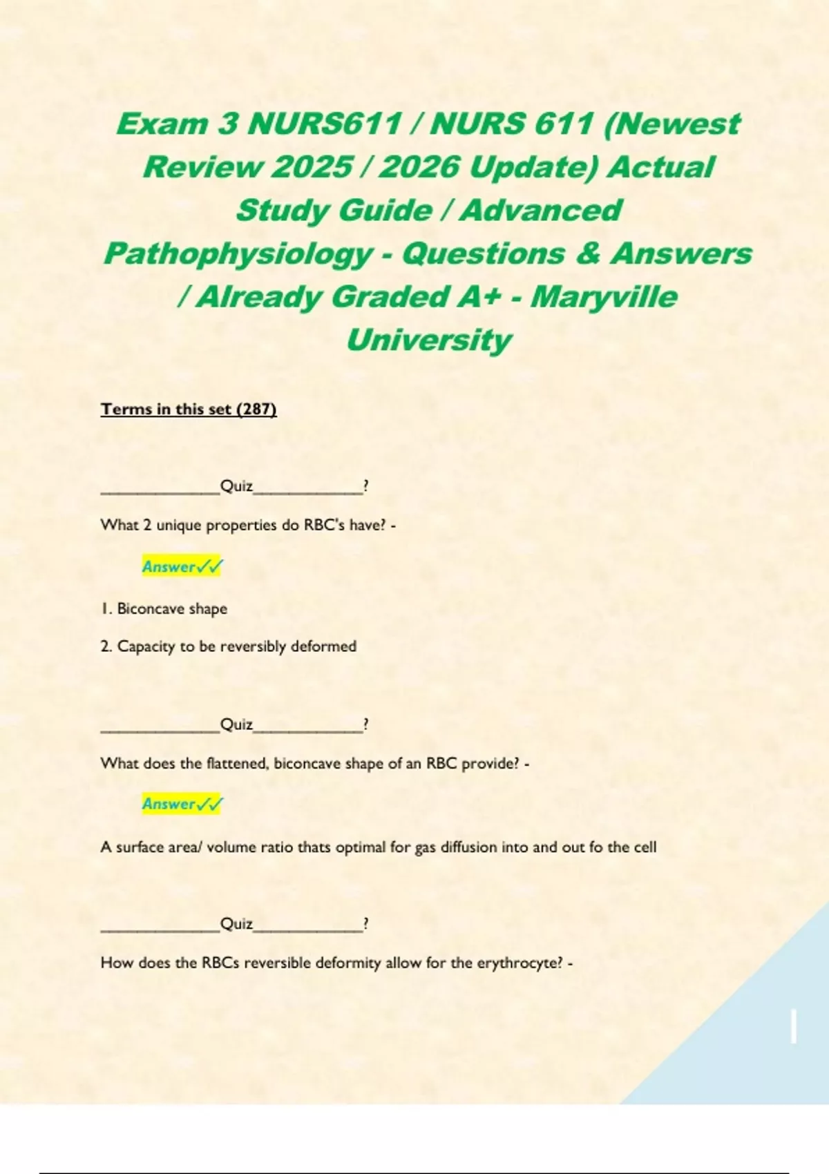 Exam 3 NURS611 / NURS 611 (Newest Review 2025 / 2026 Update) Actual Study Guide / Advanced ...
