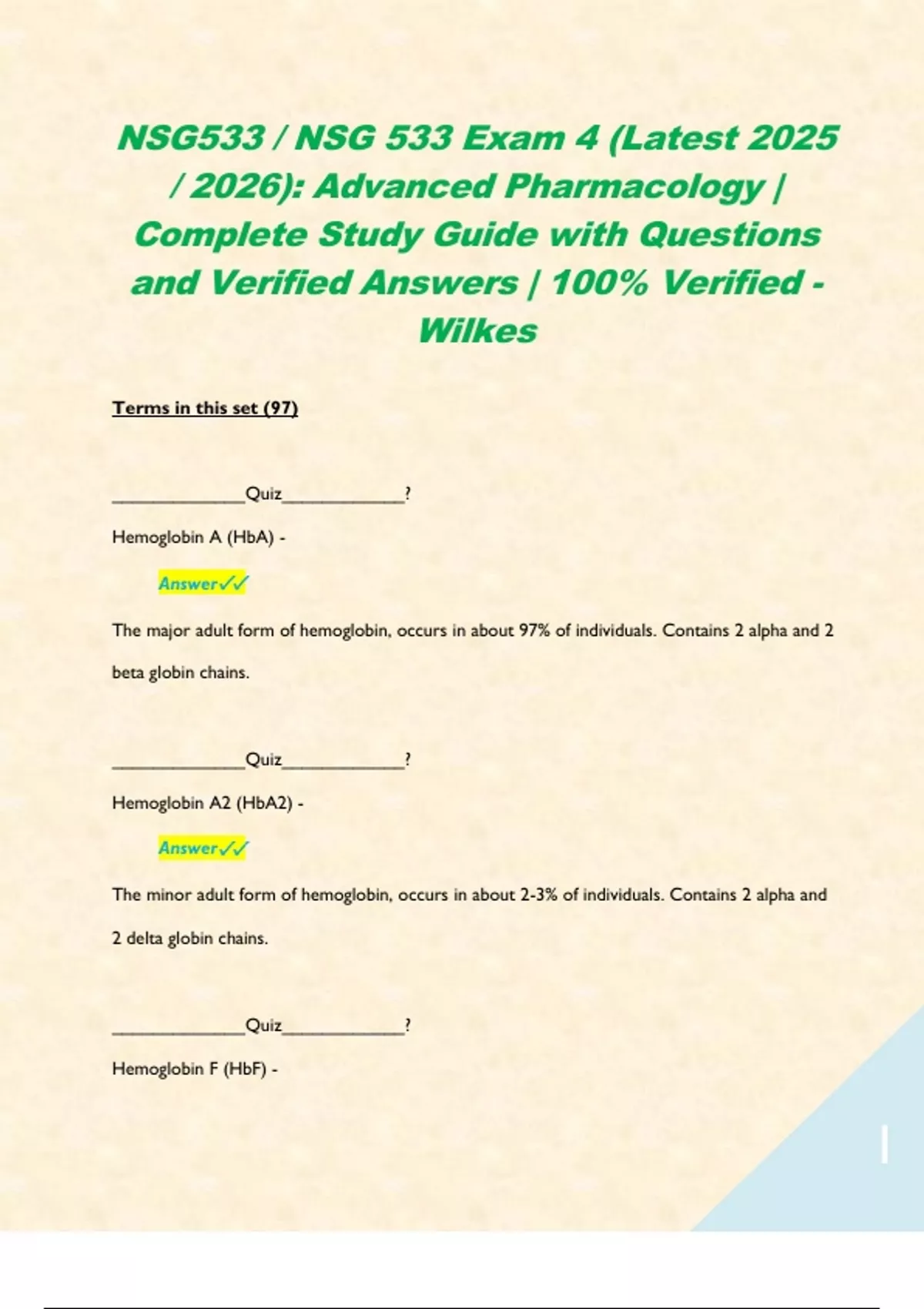 NSG533 / NSG 533 Exam 4 (Latest 2025 / 2026): Advanced Pharmacology ...
