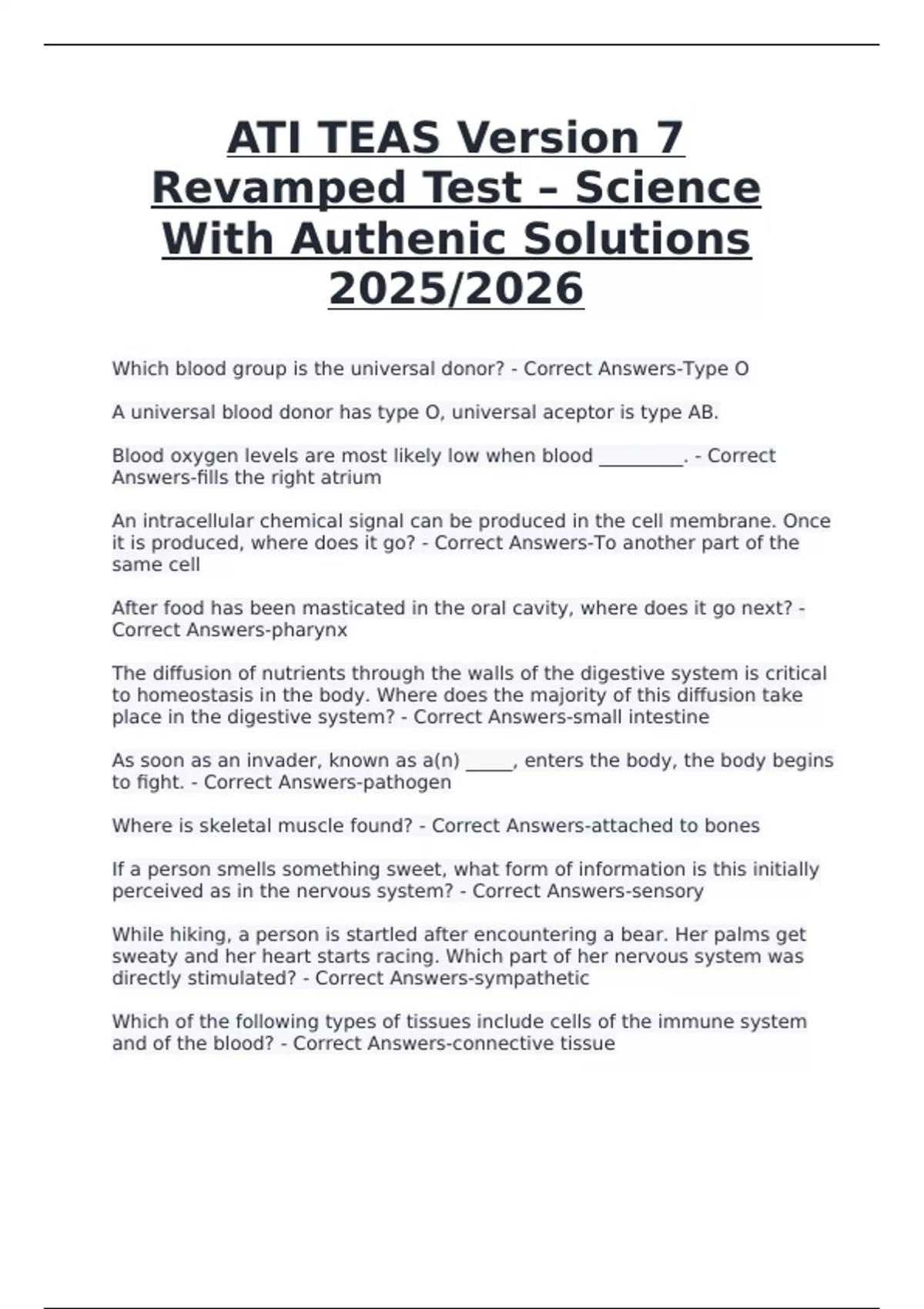 ATI TEAS Version 7 – Revamped Science Test with Authentic Solutions ...