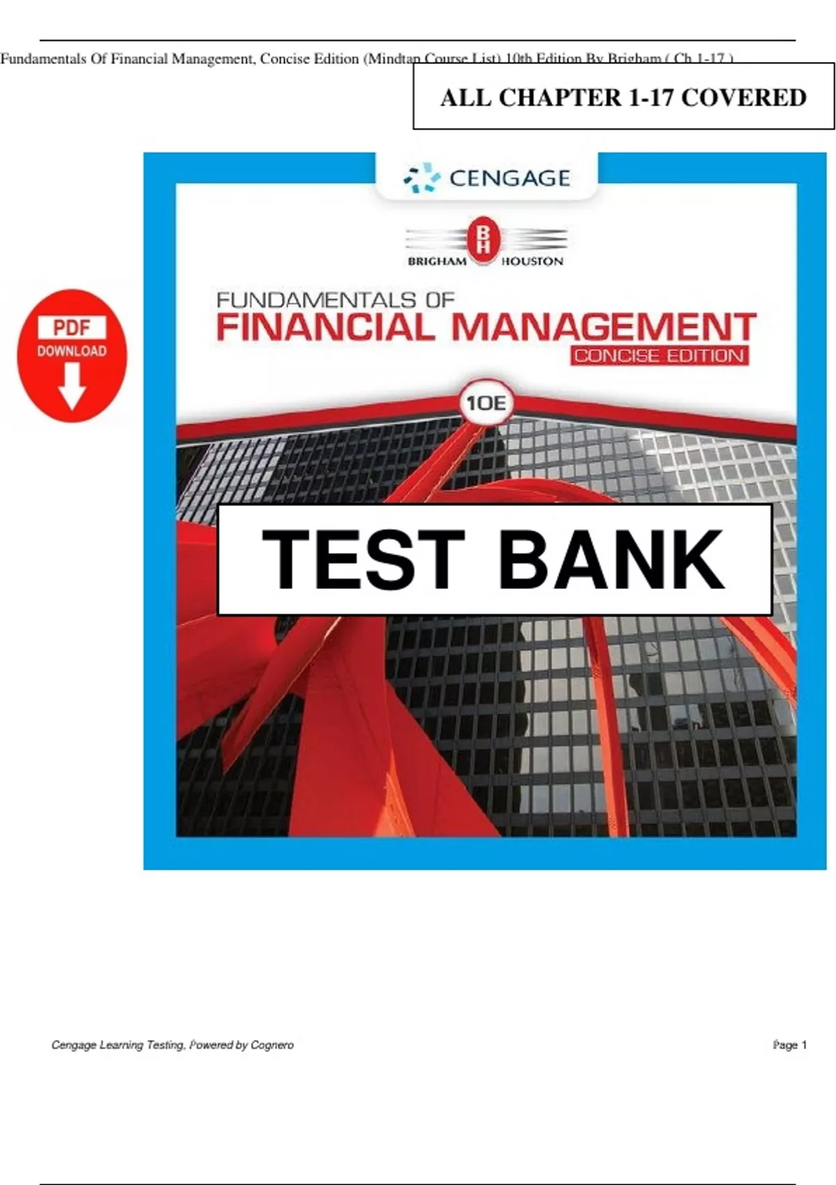 Test Bank – Fundamentals of Financial Management, Concise Edition (10th ...