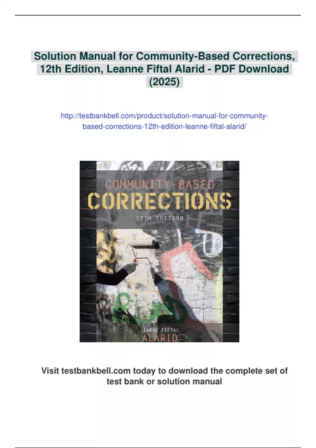 Summary Solution Manual for Community-Based Corrections, 12th Edition ...