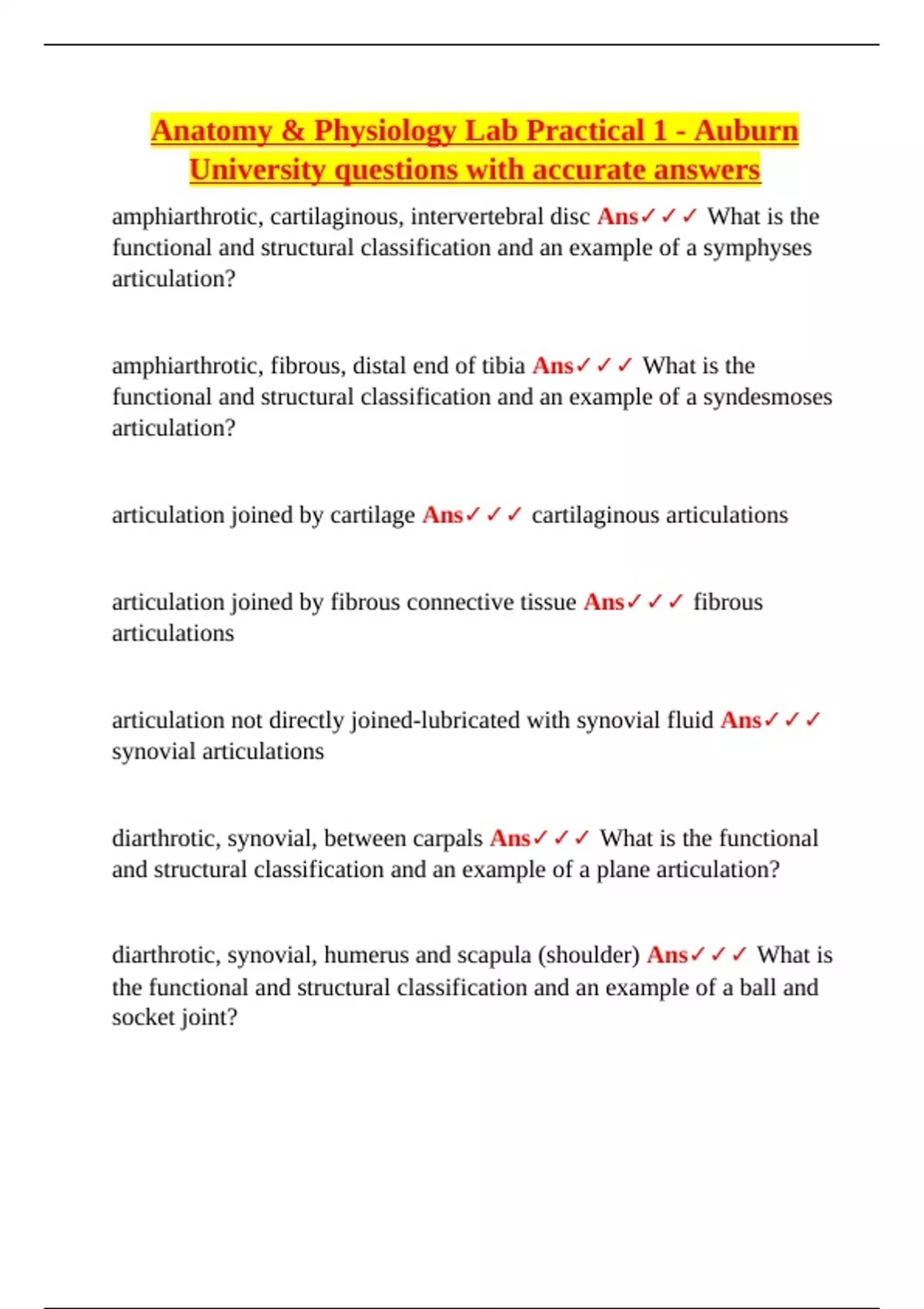 Anatomy & Physiology Lab Practical 1 – Auburn University | Joint Classifications, Tissues, Bone ...