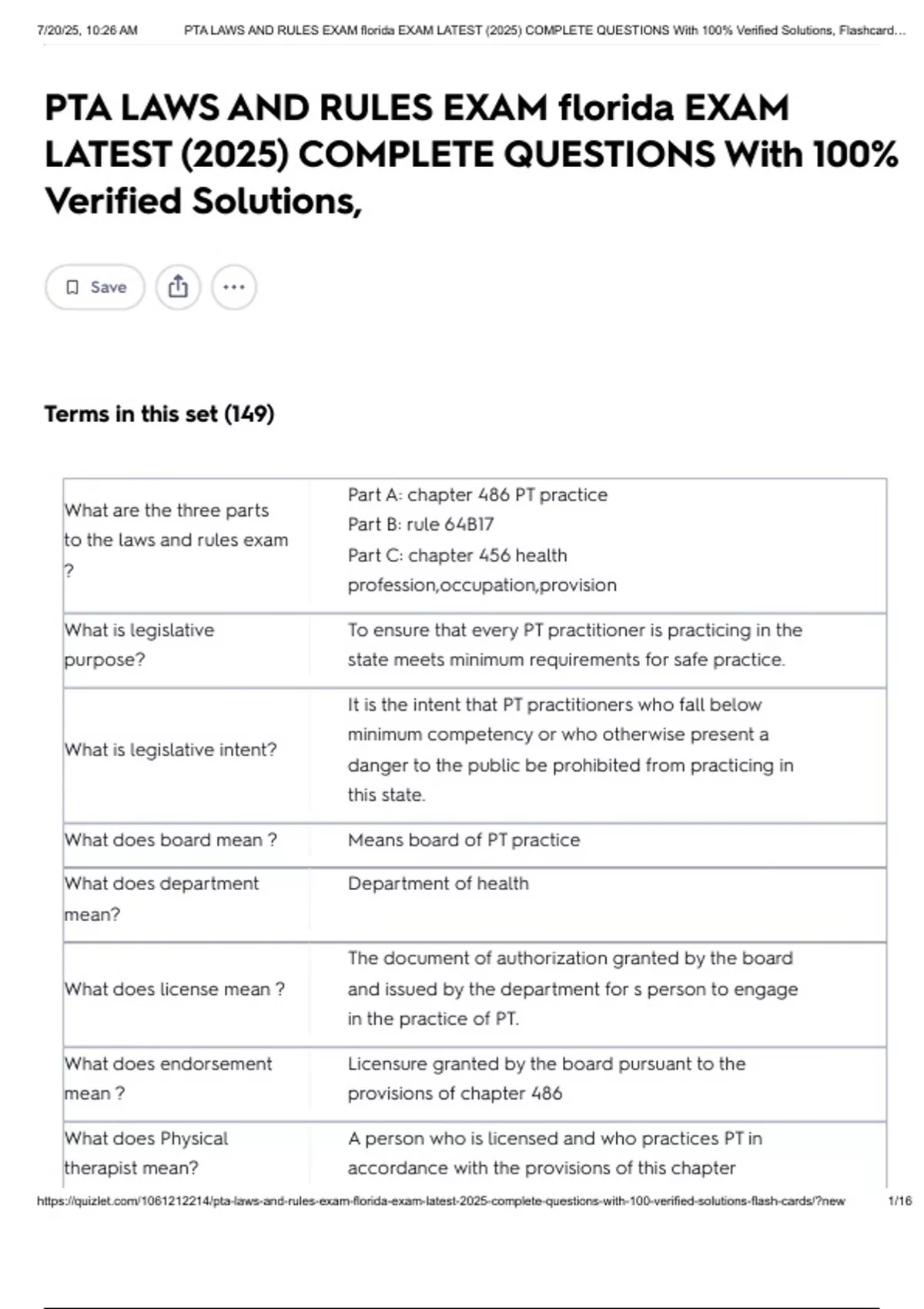 PTA LAWS AND RULES EXAM florida EXAM LATEST (2025) COMPLETE QUESTIONS ...
