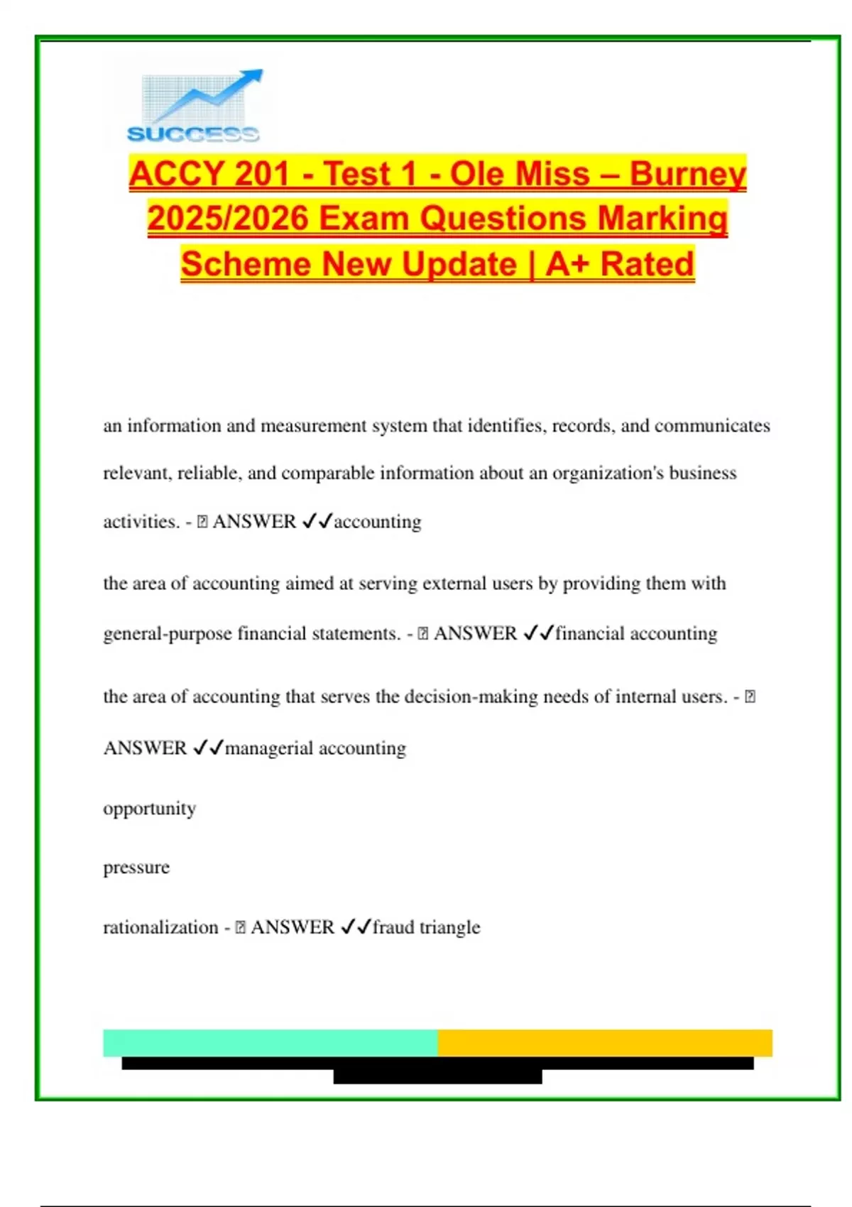 ACCY 201 Test 1 – Ole Miss 2025/2026 | 70+ Exam Questions Solved | GAAP ...