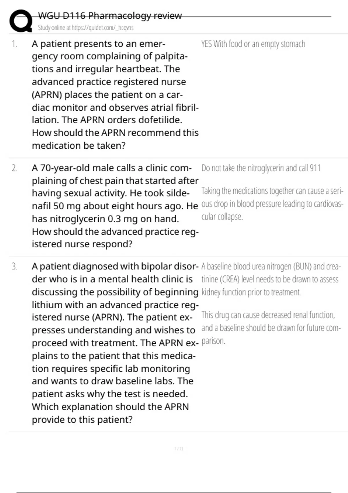 WGU D116 Pharmacology review 2025 update - comprehensive questions and answers (accurate ...