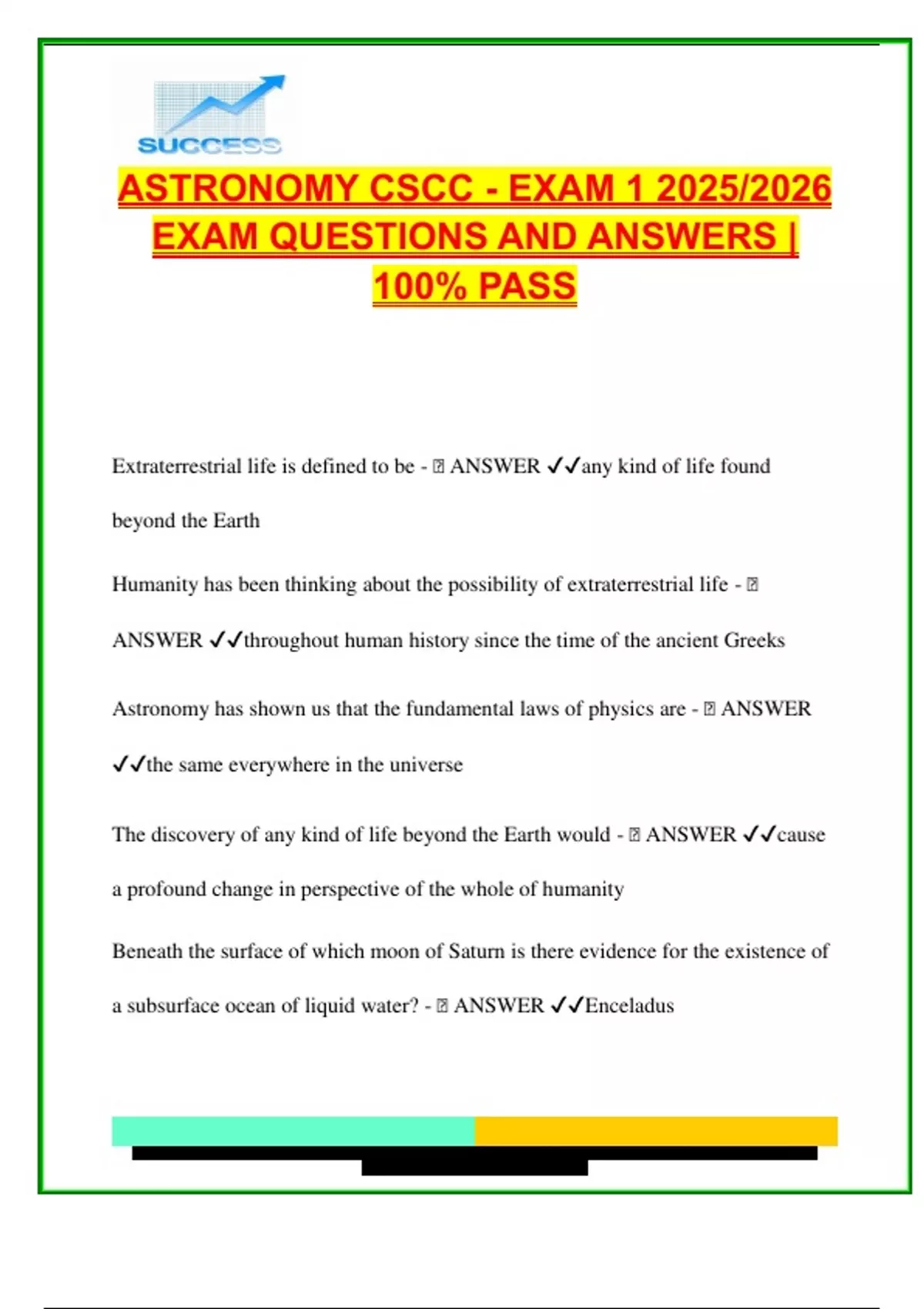 Astronomy Exam 1 – CSCC 2025/2026 | 100+ Verified Q&A ...