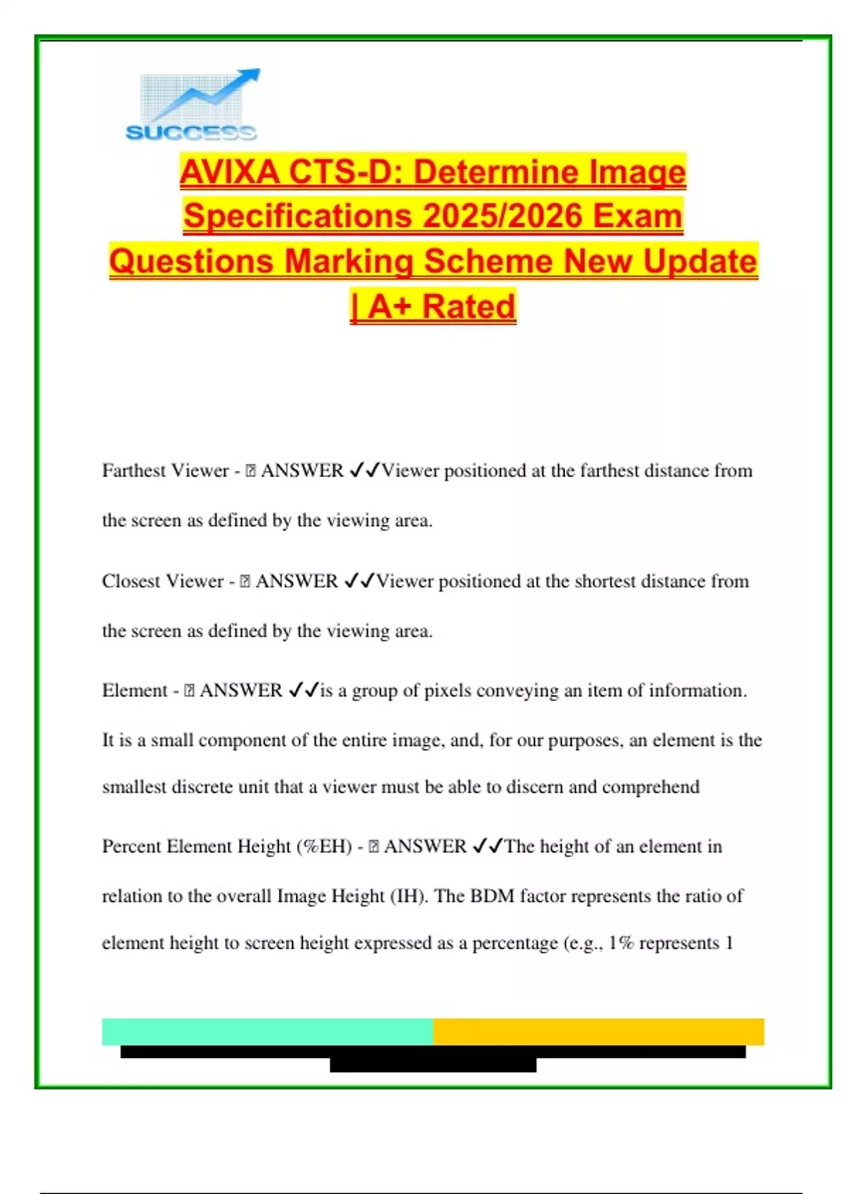 AVIXA CTS-D Image Specifications Exam – 2025/2026 | 100+ Solved Q&A ...