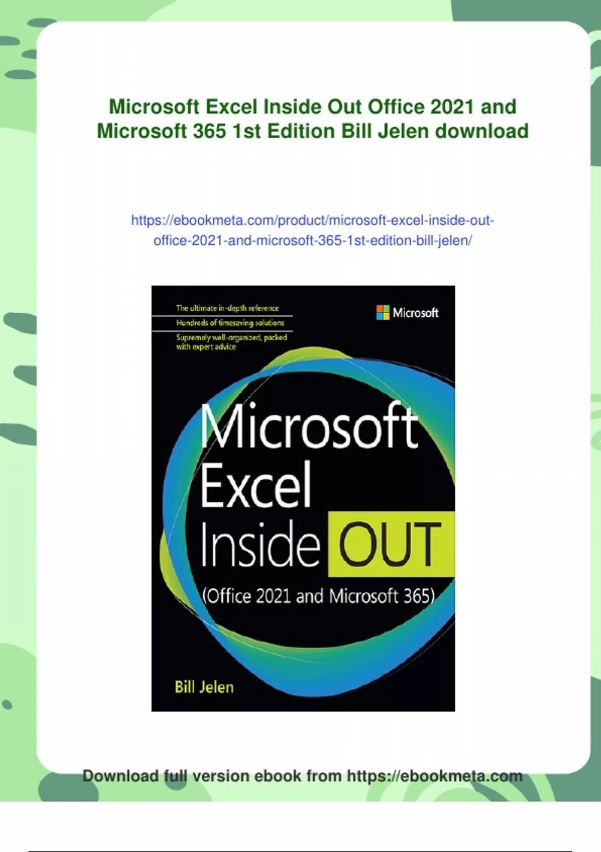 Summary Microsoft Excel Inside Out Office 2021 and Microsoft 365 1st Edition Bill Jelen ...