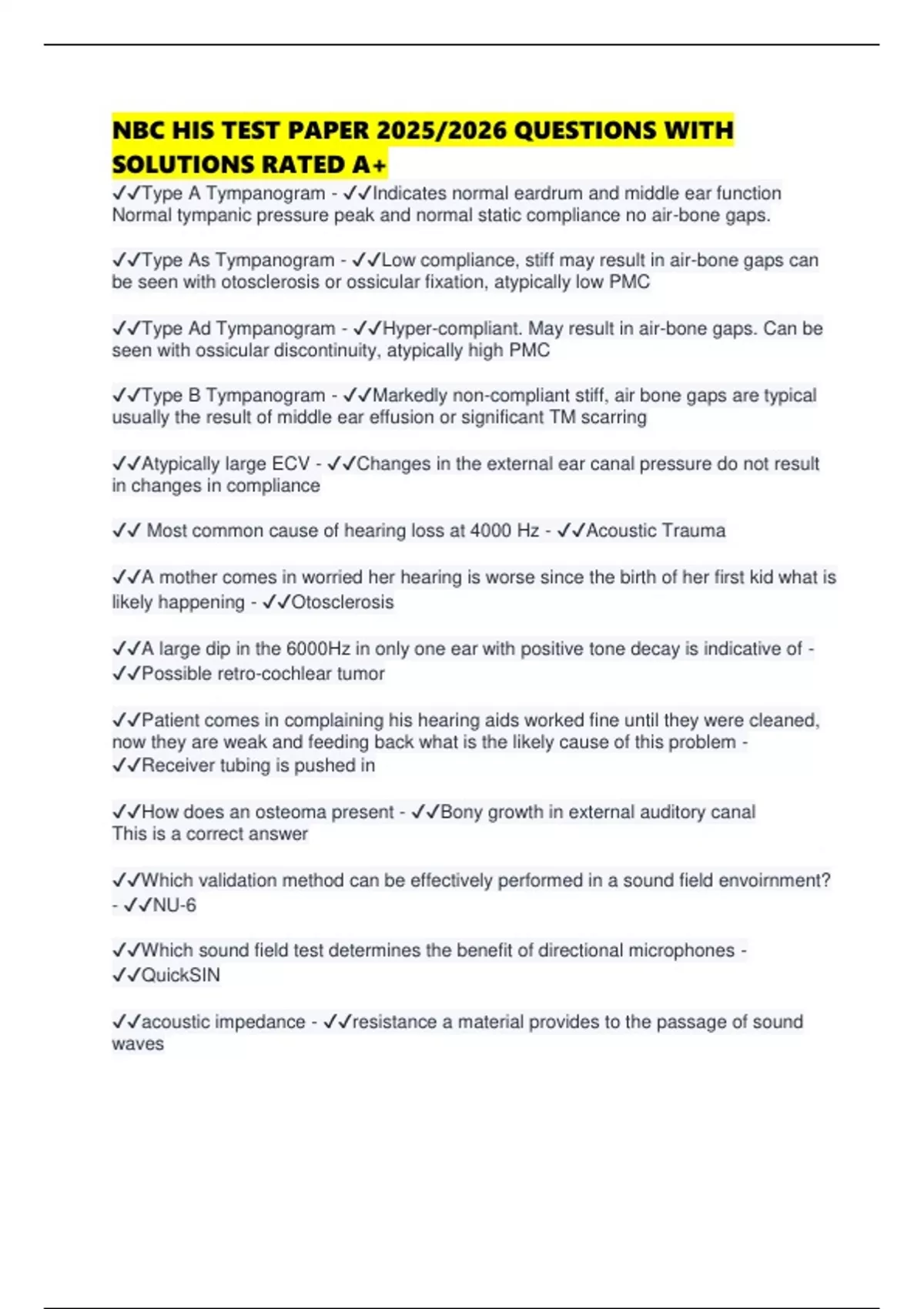 NBC HIS TEST PAPER 2025/2026 QUESTIONS WITH SOLUTIONS RATED A+ - NBC ...