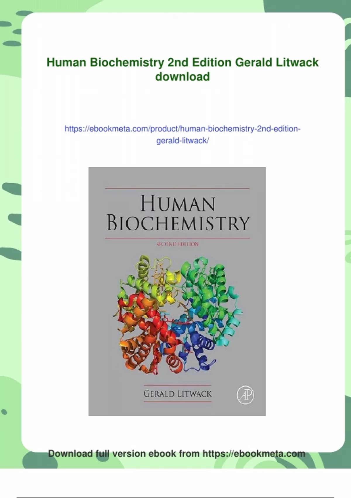 Summary Human Biochemistry 2nd Edition Gerald Litwack - Instant ...