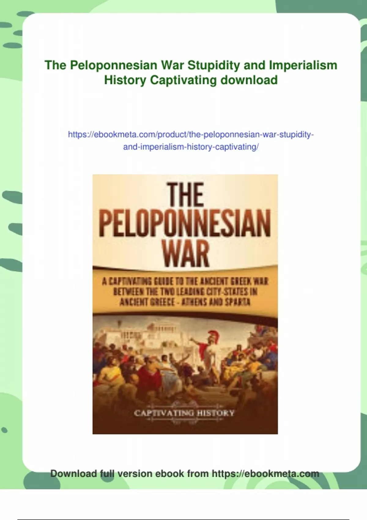 Summary The Peloponnesian War Stupidity and Imperialism History ...