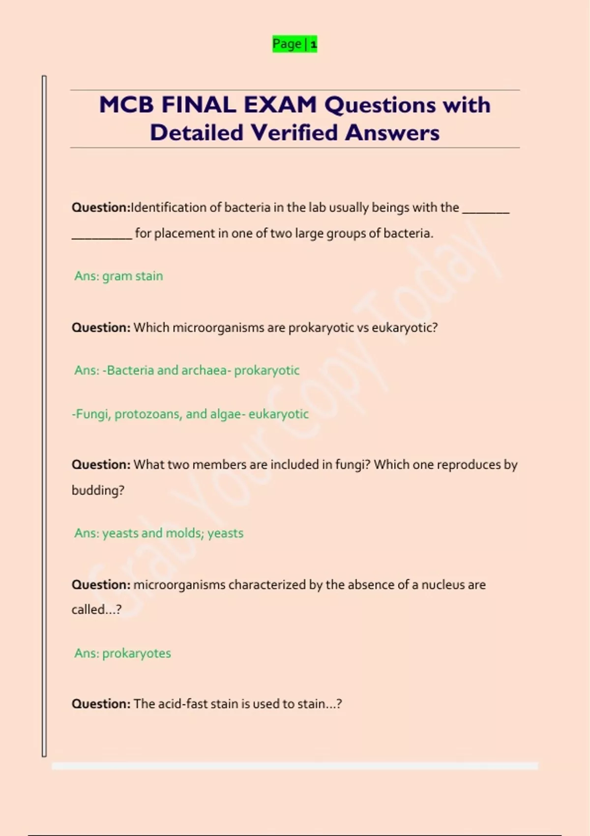 MCB FINAL EXAM Questions with Detailed MCB FINAL EXAM Questions with Detailed Verified ...