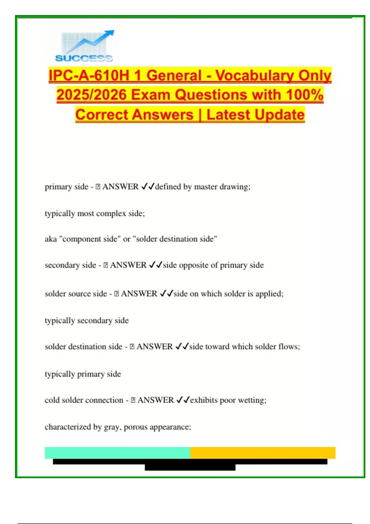 IPC-A-610H Chapter 1 Vocabulary | 2025/2026 | 60+ Solved Definitions on ...