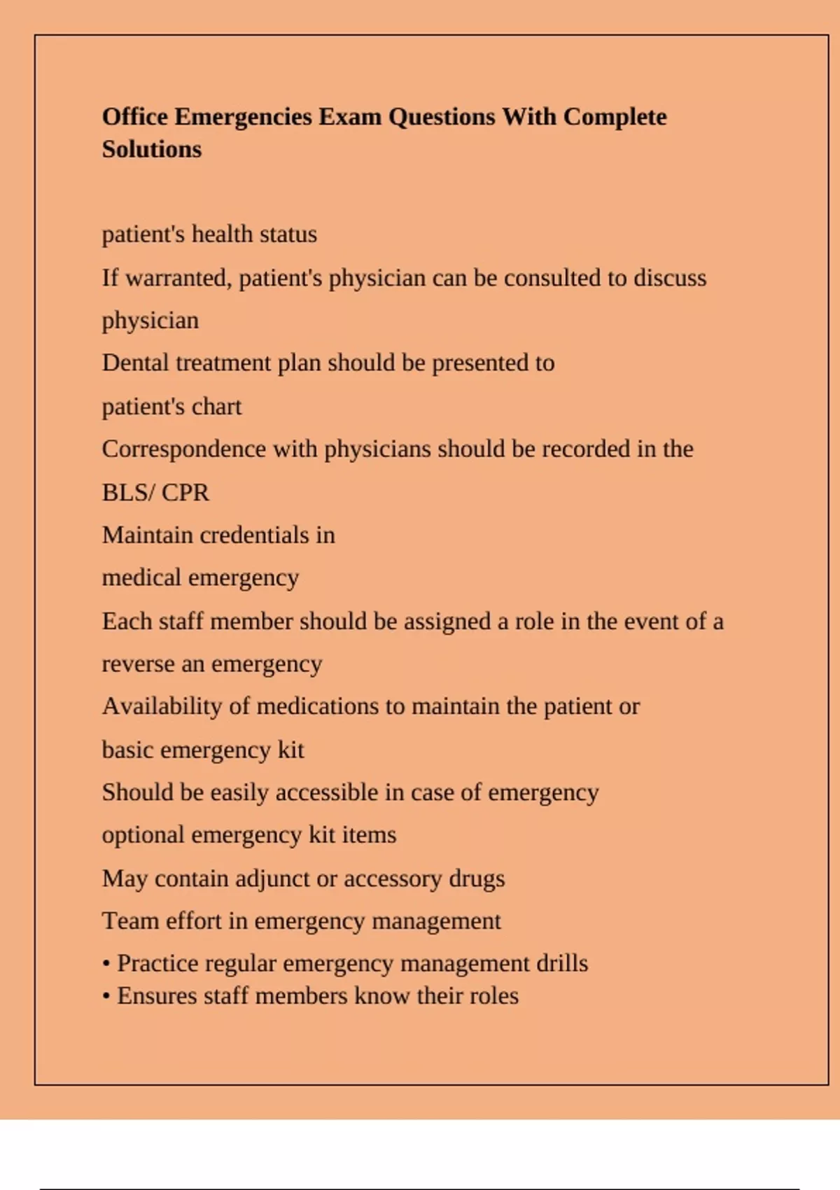 Office Emergencies Exam Questions With Complete Solutions - Office ...