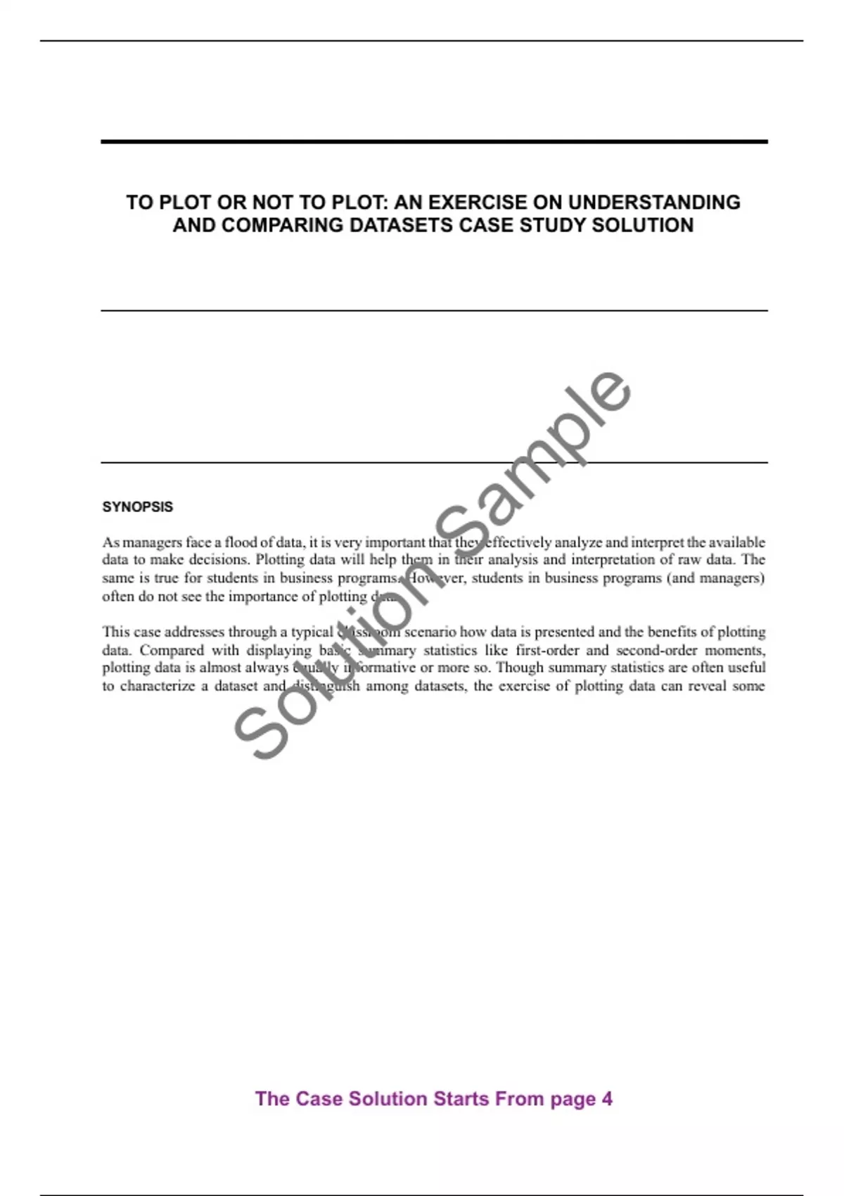 Case Solution for To Plot or Not to Plot An Exercise on Understanding ...