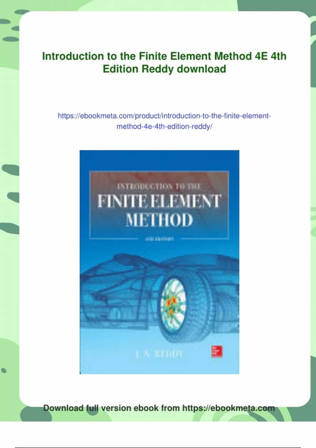 Summary Introduction to the Finite Element Method 4E 4th Edition Reddy ...