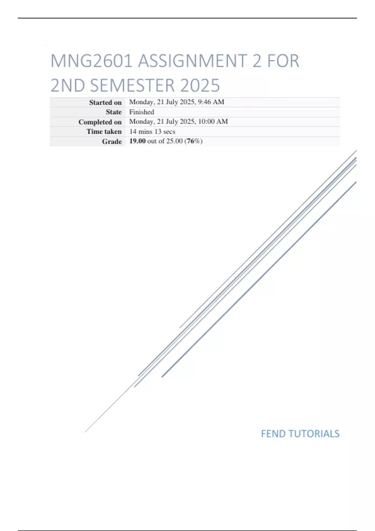 MNG2601 ASSIGNMENT 2 - DUE DATE 12 SEPTEMBER 2025 - General Management (MNG2601) - Stuvia SA