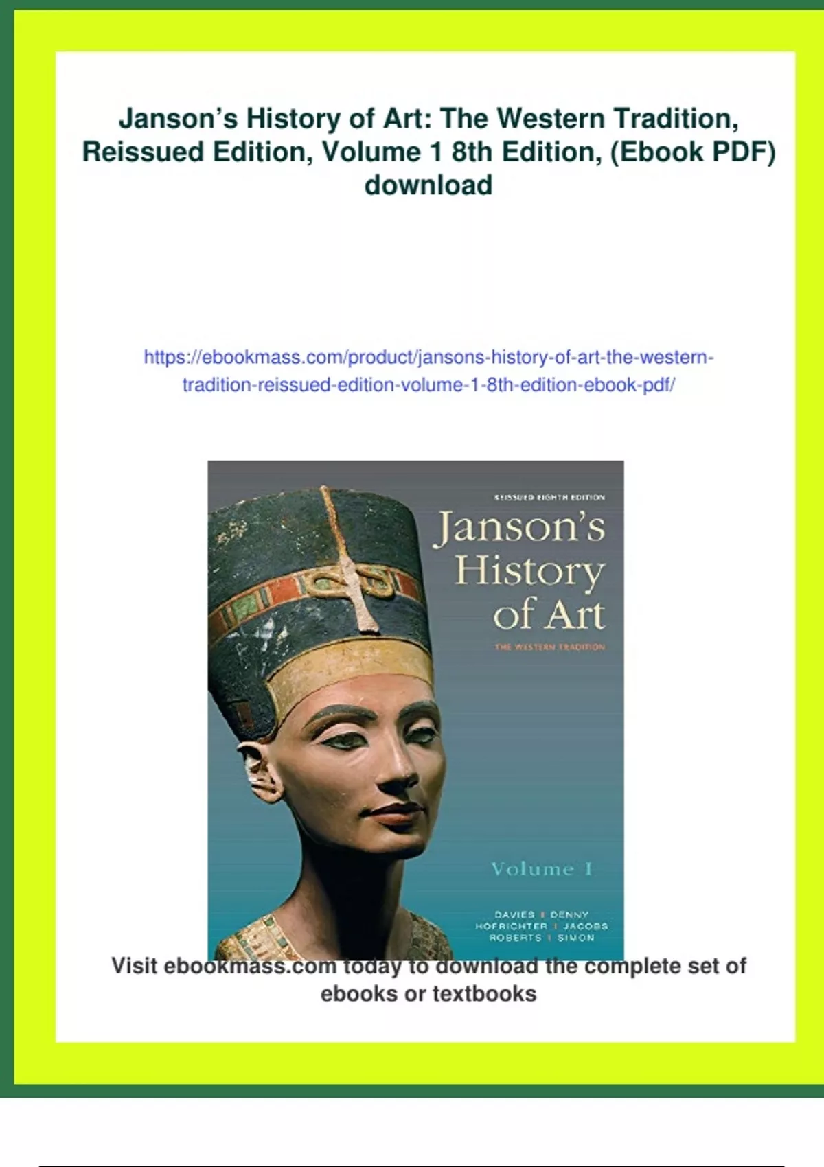 Summary Janson’s History of Art: The Western Tradition, Reissued ...