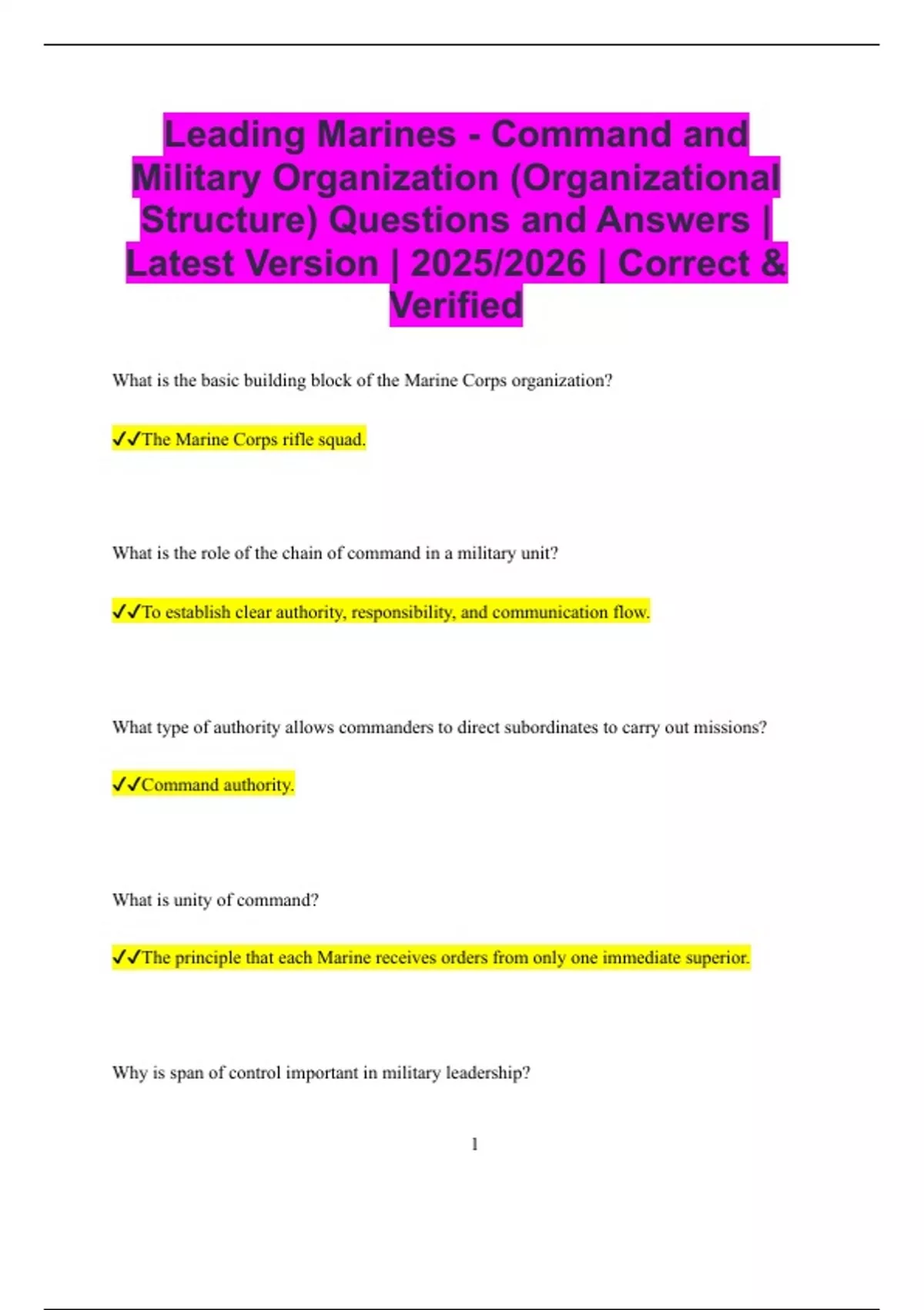 Leading Marines - Command and Military Organization (Organizational ...