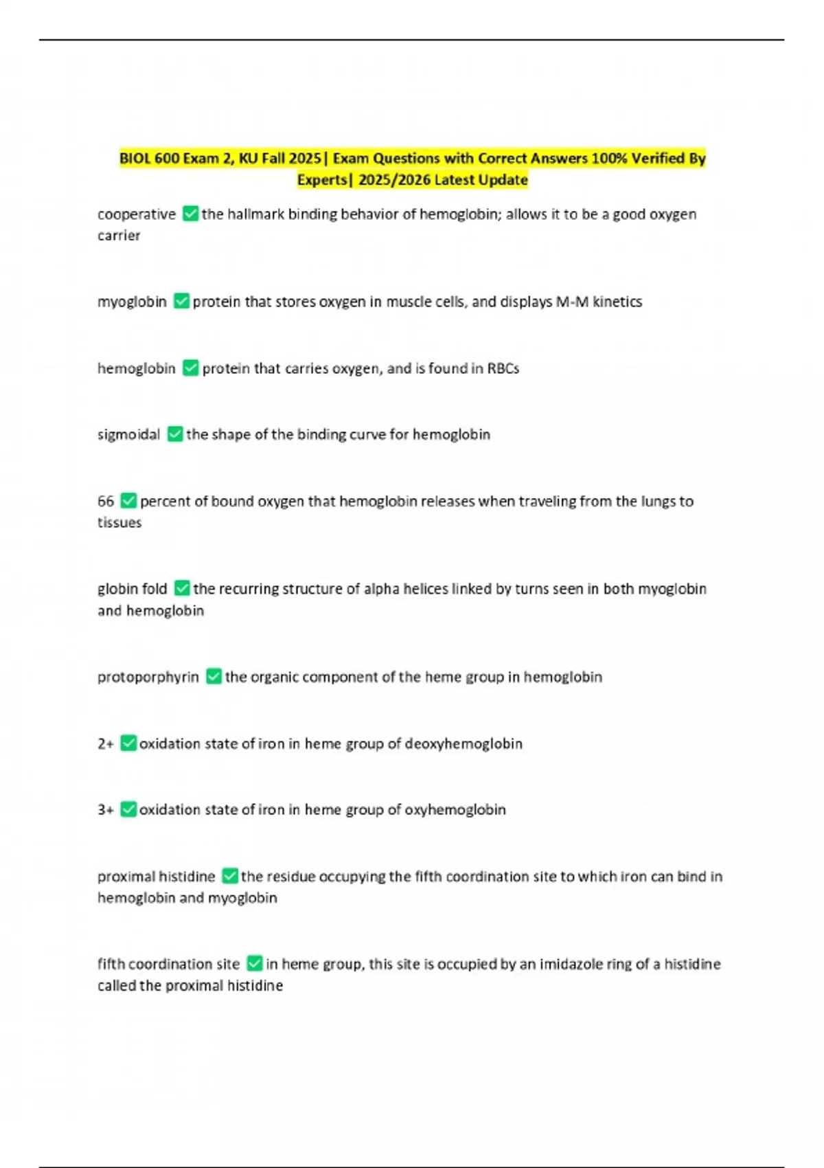 BIOL 600 Exam 2, KU Fall 2025| Exam Questions with Correct Answers 100% ...