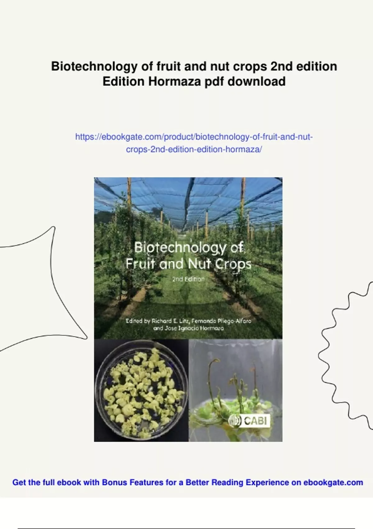 Summary Biotechnology of fruit and nut crops 2nd edition Edition ...