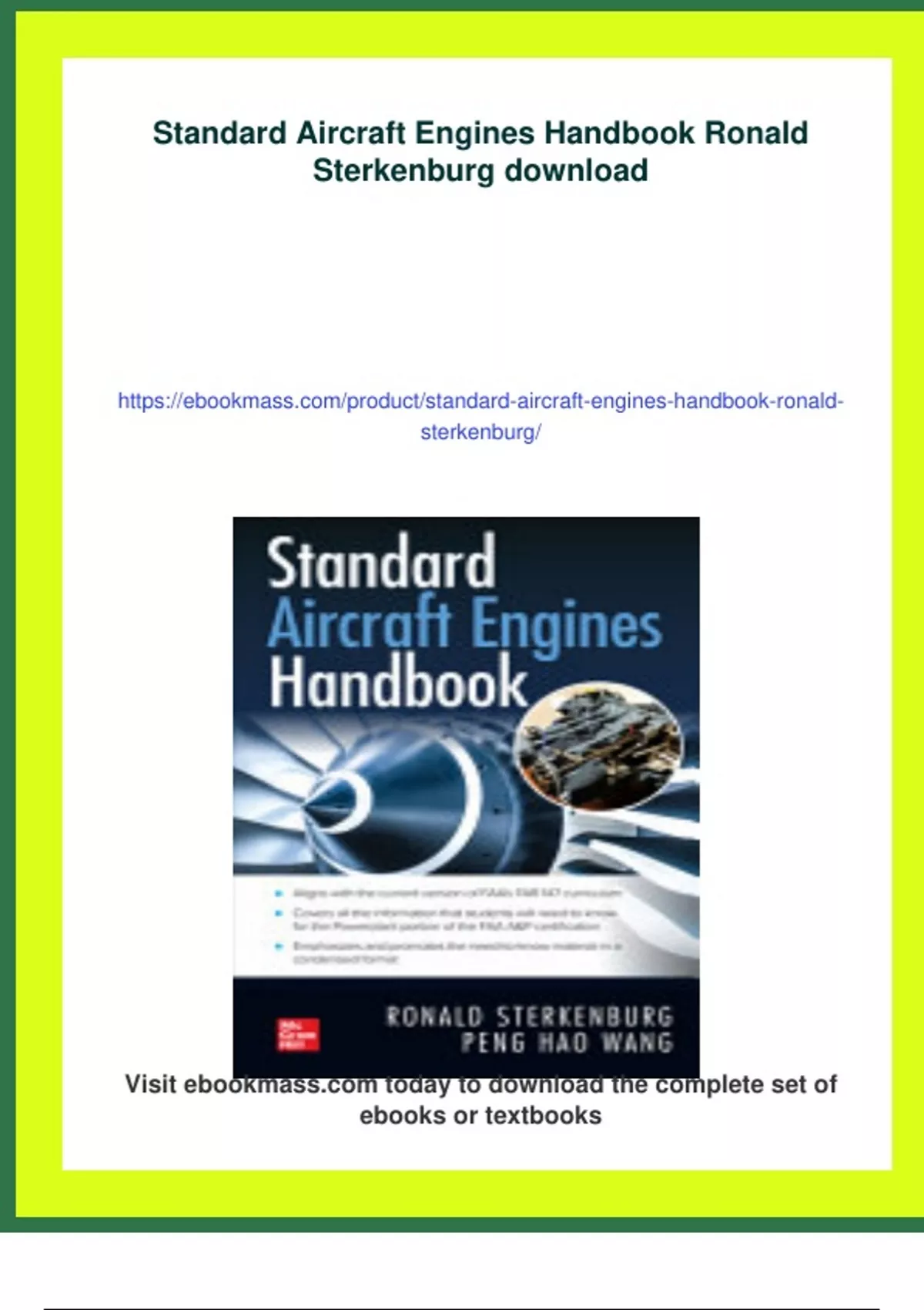 Summary Standard Aircraft Engines Handbook Ronald Sterkenburg - Instant ...