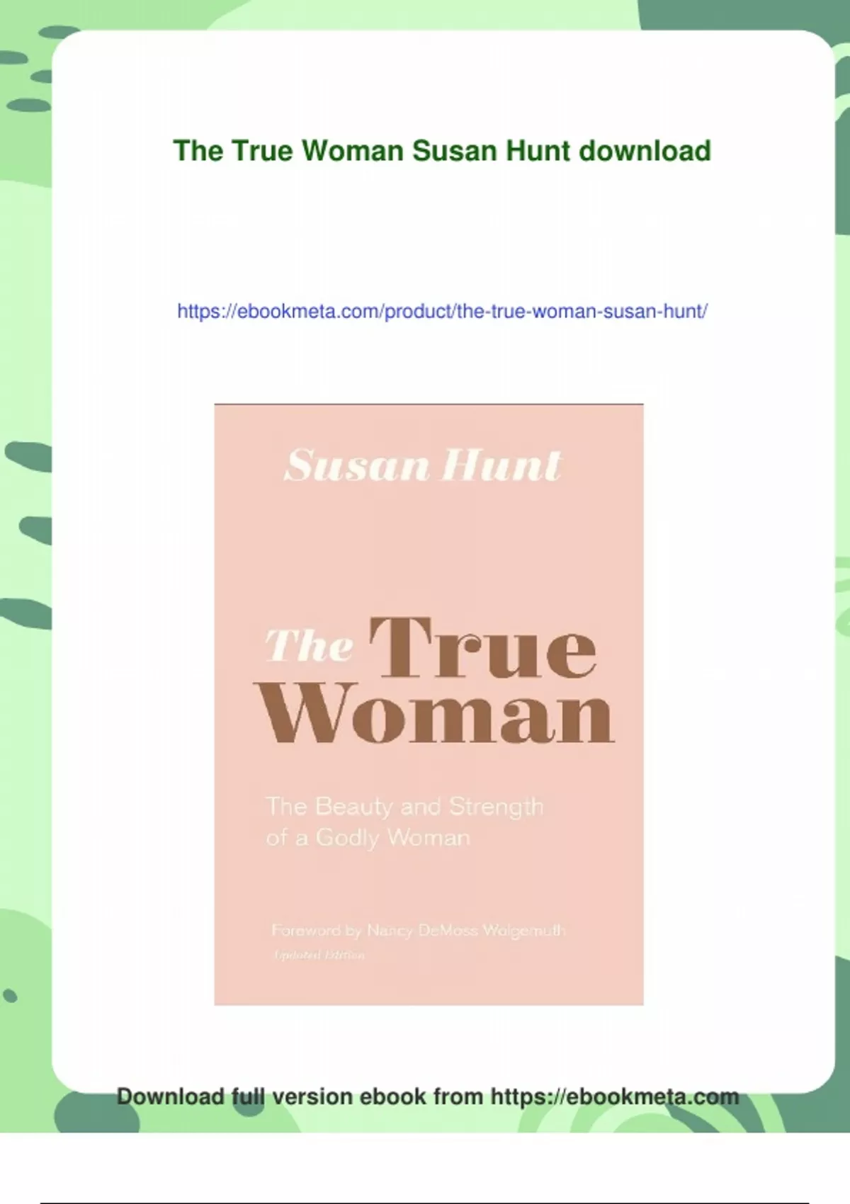 Summary The True Woman Susan Hunt - Instant Download - Ebookmeta ...