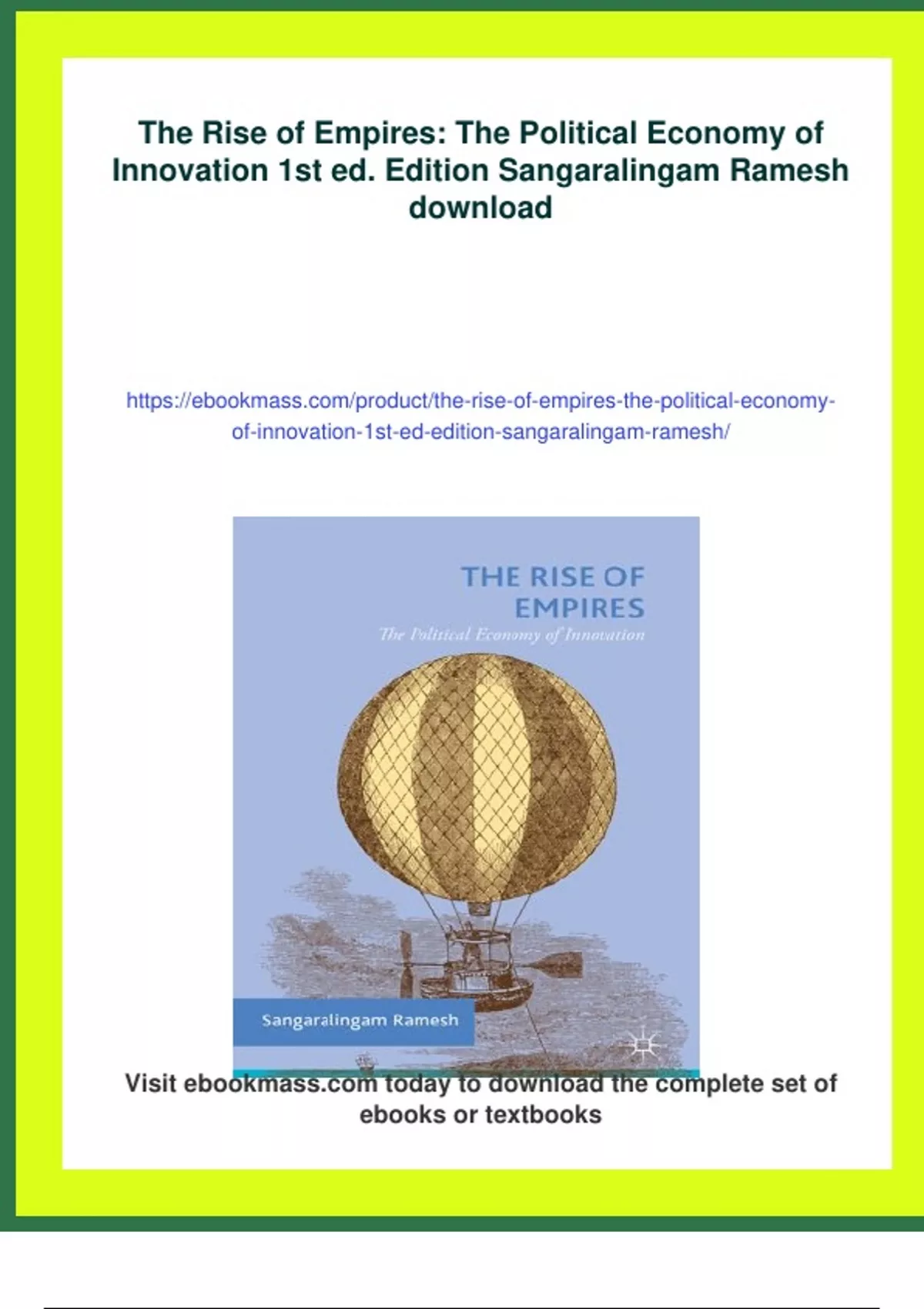 Summary The Rise of Empires: The Political Economy of Innovation 1st ed ...