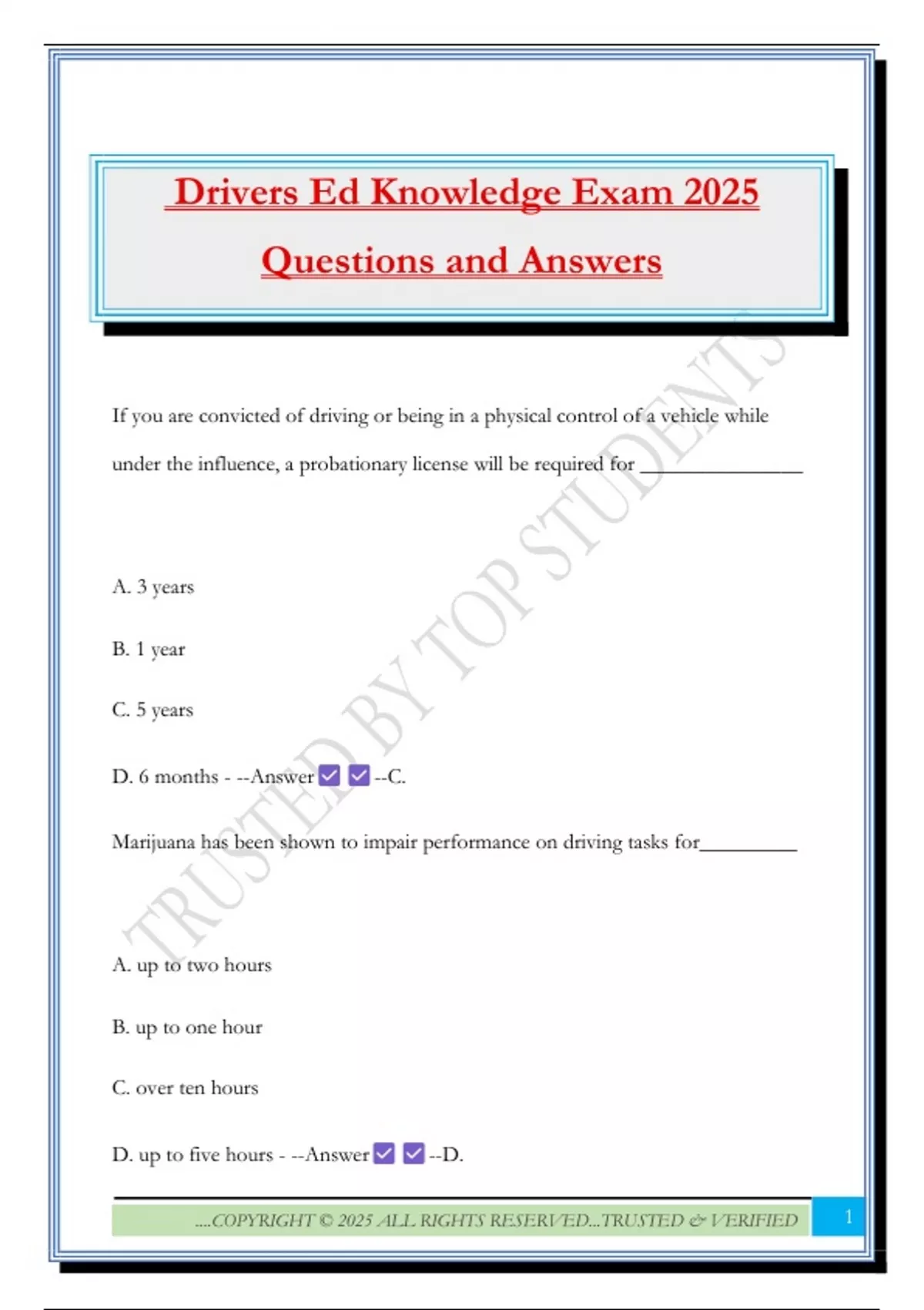 Florida Class E Drivers License Bundled Exams 2025 |Actual Questions ...