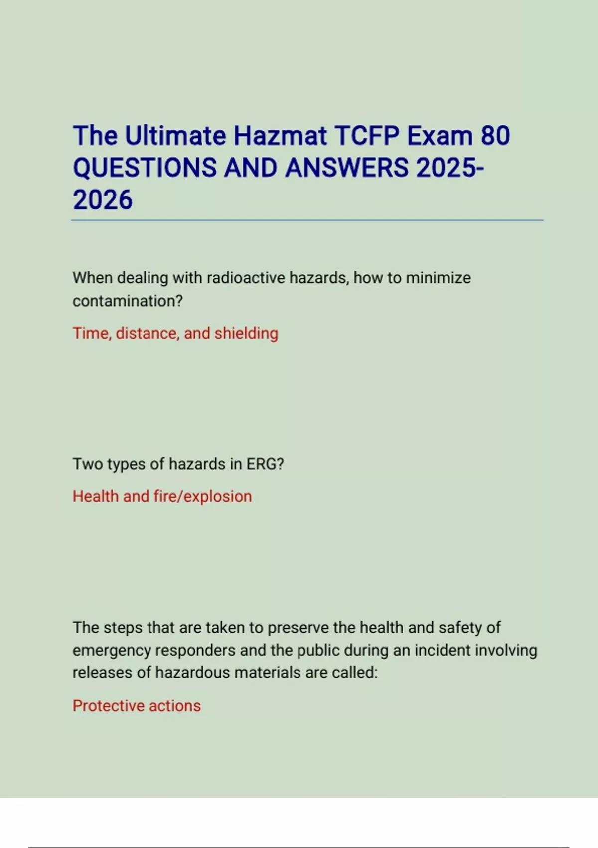 The Ultimate Hazmat TCFP Exam 80 QUESTIONS AND ANSWERS - TCFP - Stuvia US