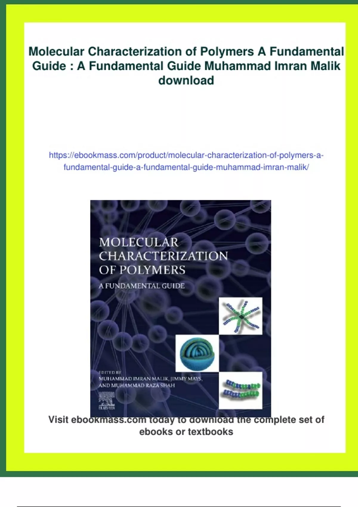 Summary Molecular Characterization of Polymers A Fundamental Guide : A Fundamental Guide ...