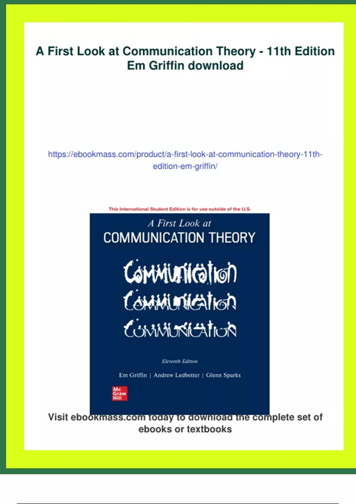 Summary A First Look at Communication Theory - 11th Edition Em Griffin ...