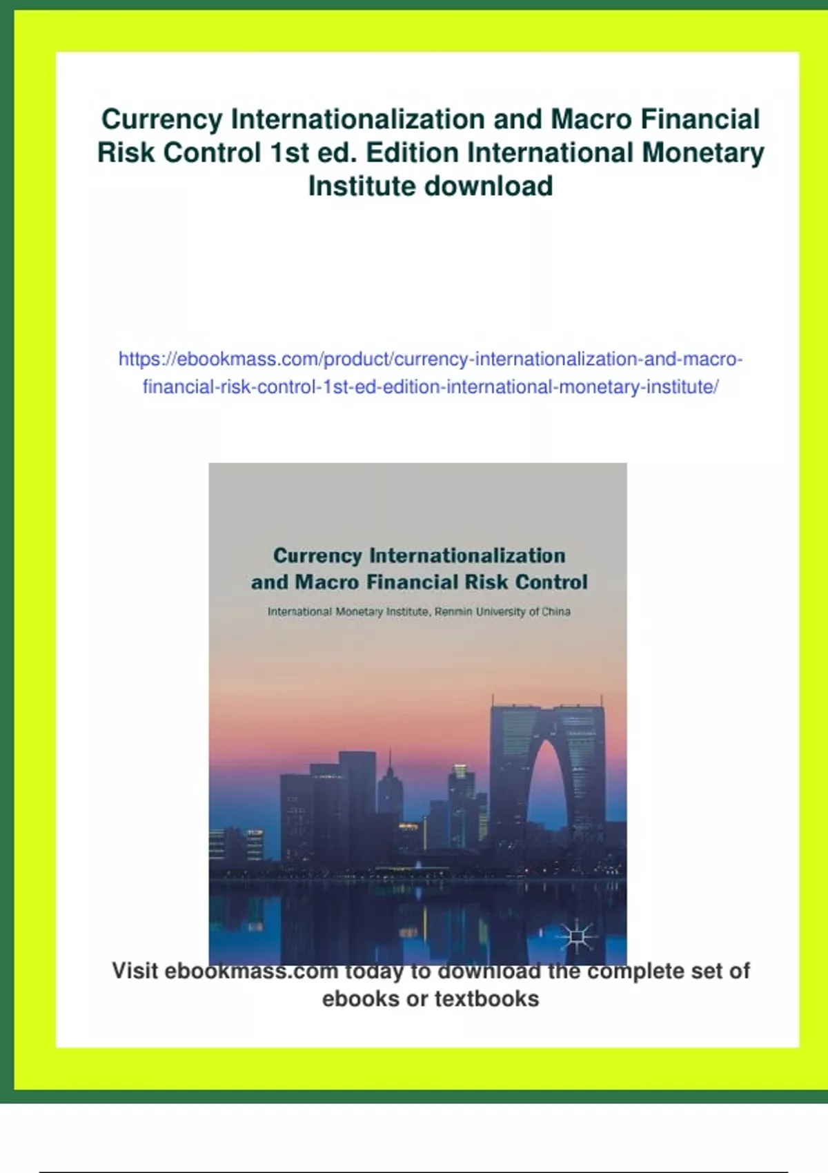 Summary Currency Internationalization and Macro Financial Risk Control ...