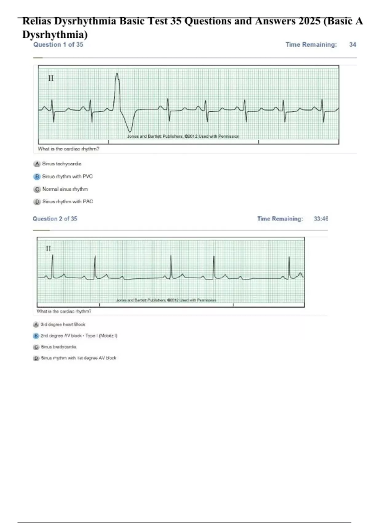 Relias Dysrhythmia Basic Test 35 Questions and Answers 2025 - Relias ...