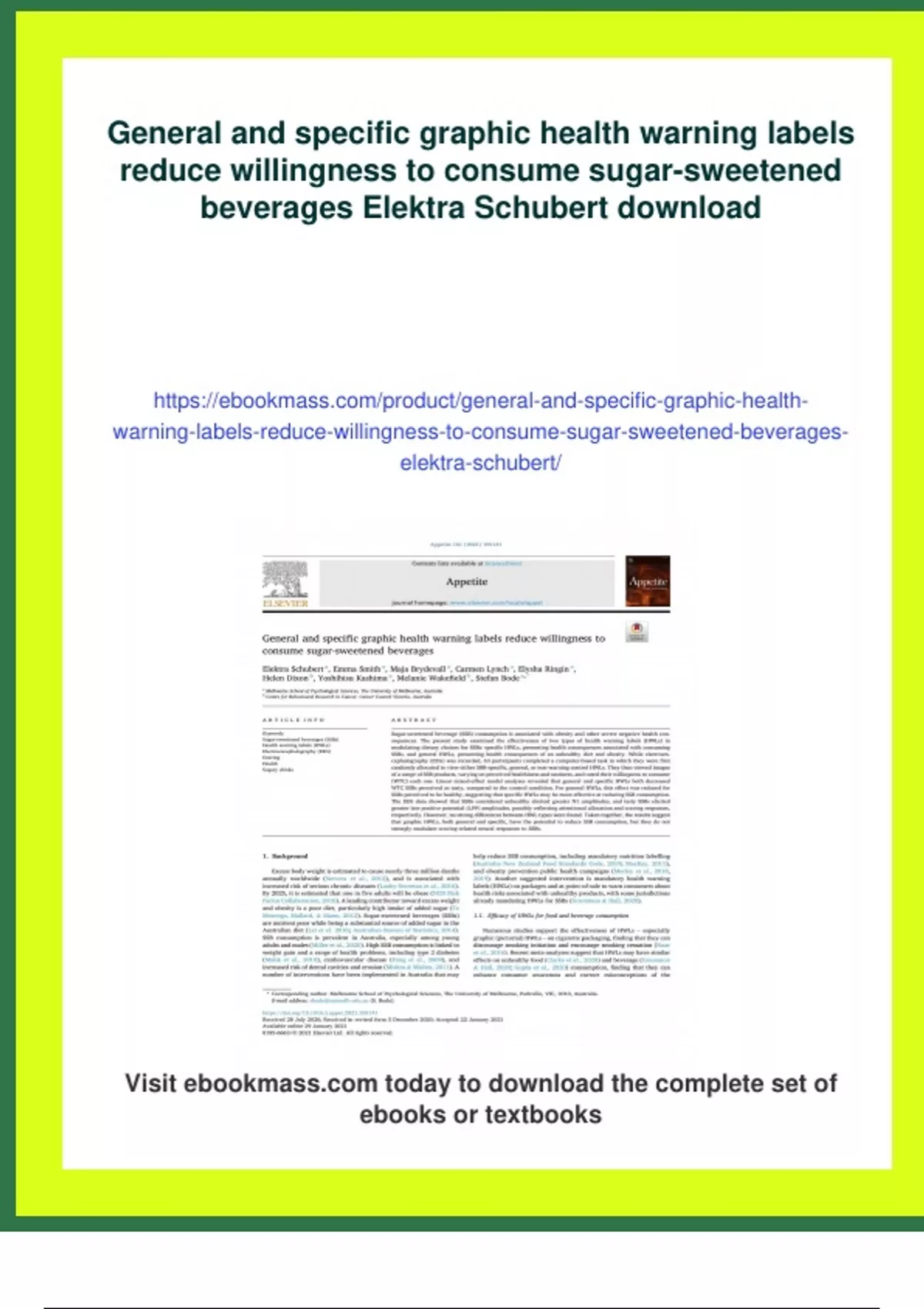 Summary General and specific graphic health warning labels reduce ...