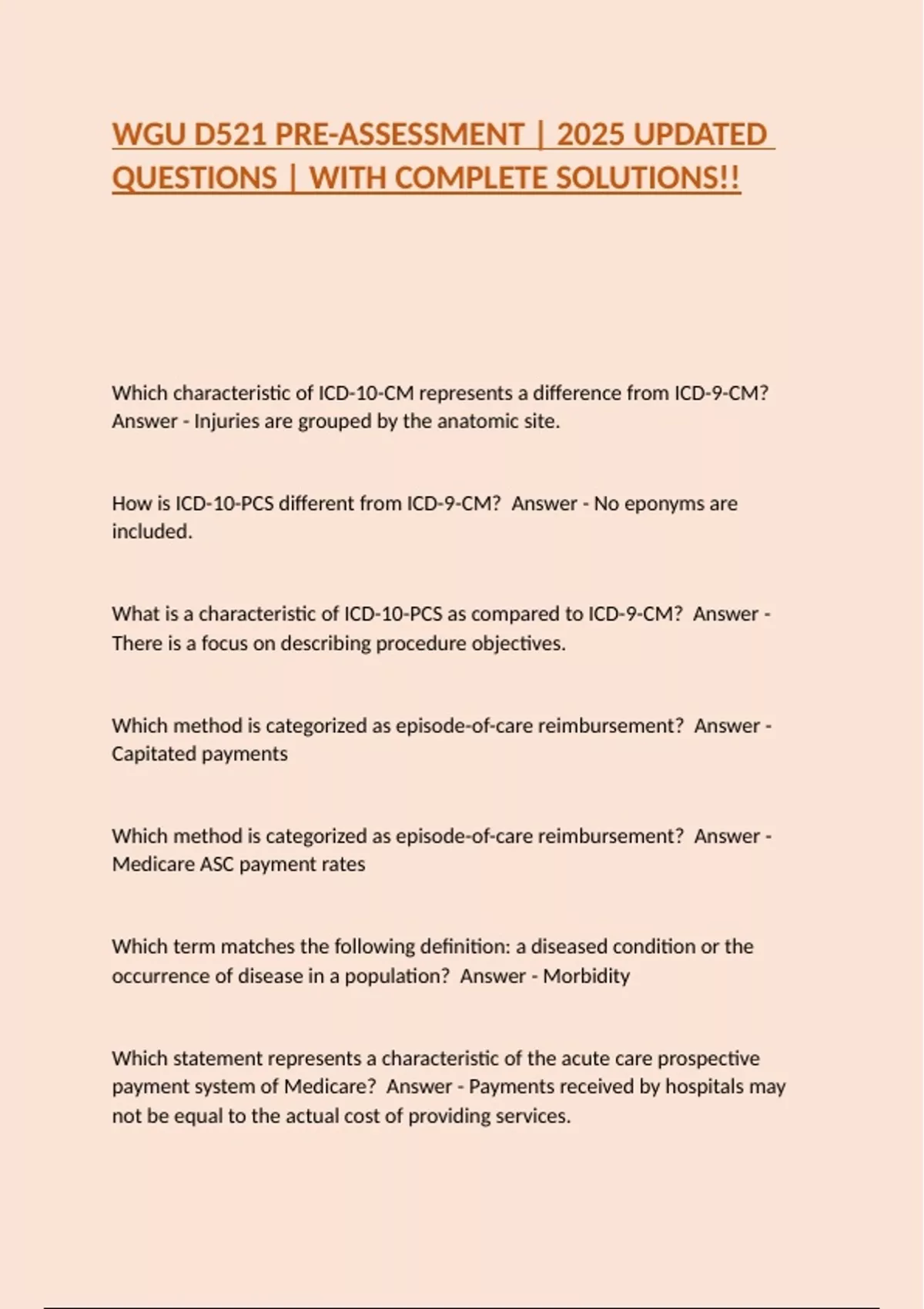 WGU D521 PRE-ASSESSMENT | 2025 UPDATED QUESTIONS | WITH COMPLETE SOLUTIONS!! - D521 - Stuvia US