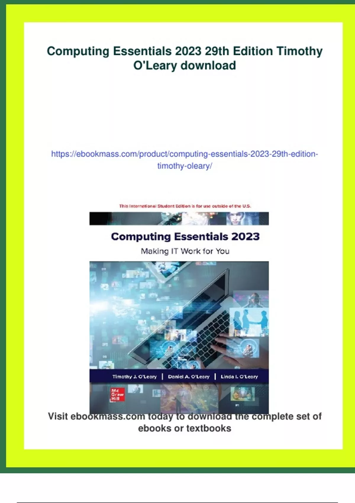 Summary Computing Essentials 2023 29th Edition Timothy O'Leary ...