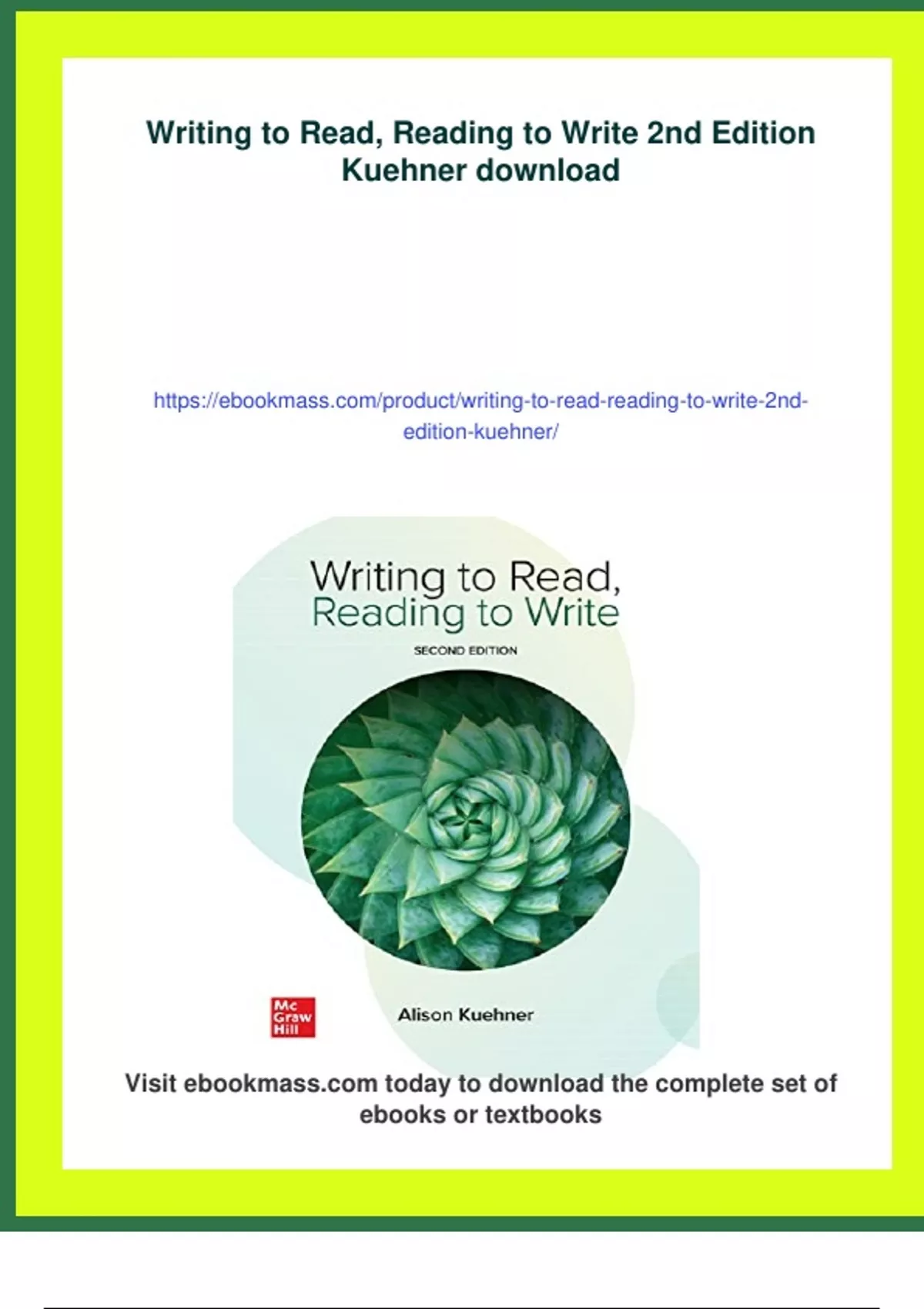 Summary Writing to Read, Reading to Write 2nd Edition Kuehner - Instant ...